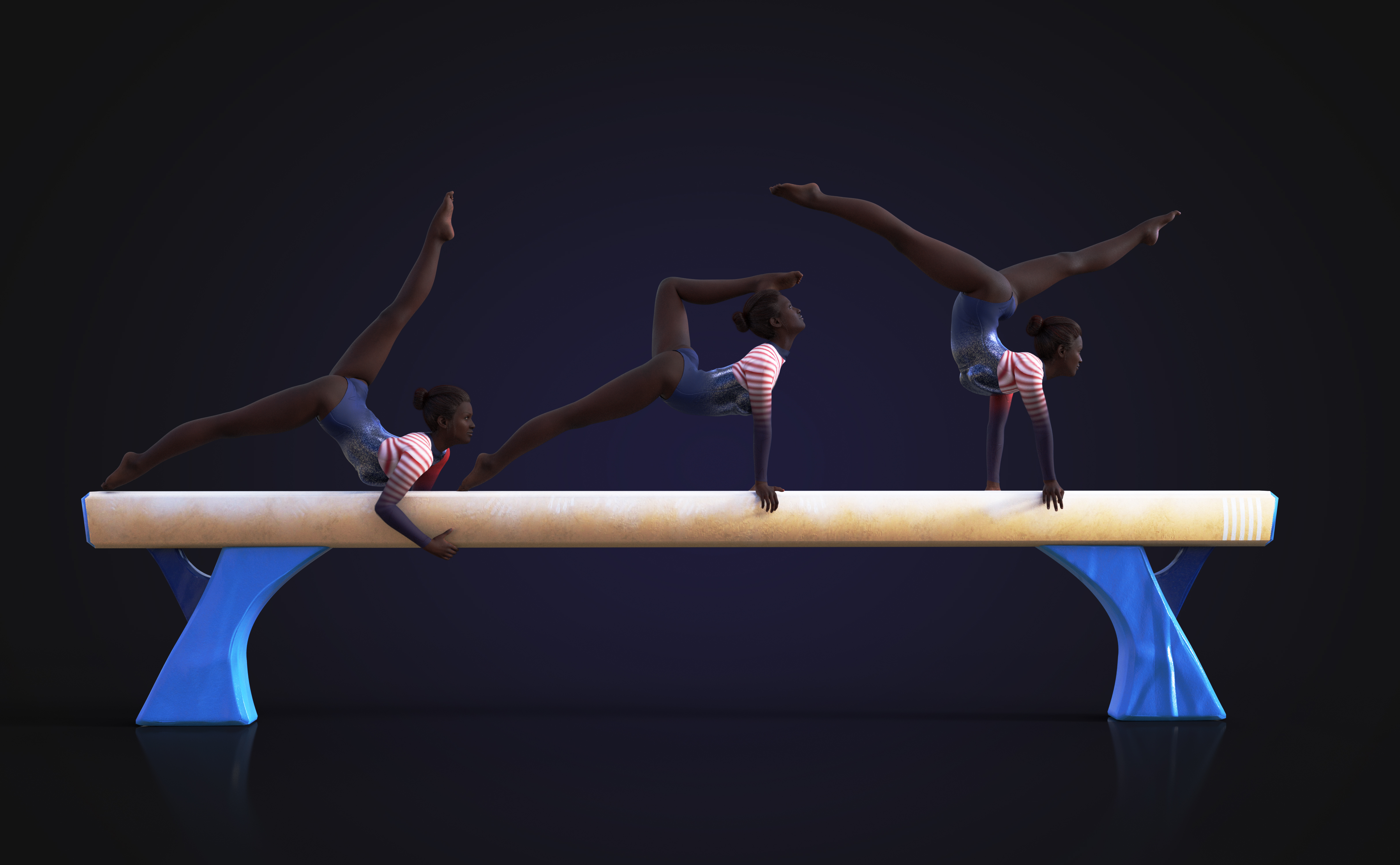 LA Gymnastics Poses and Props for Genesis 9 and 8 | Daz 3D