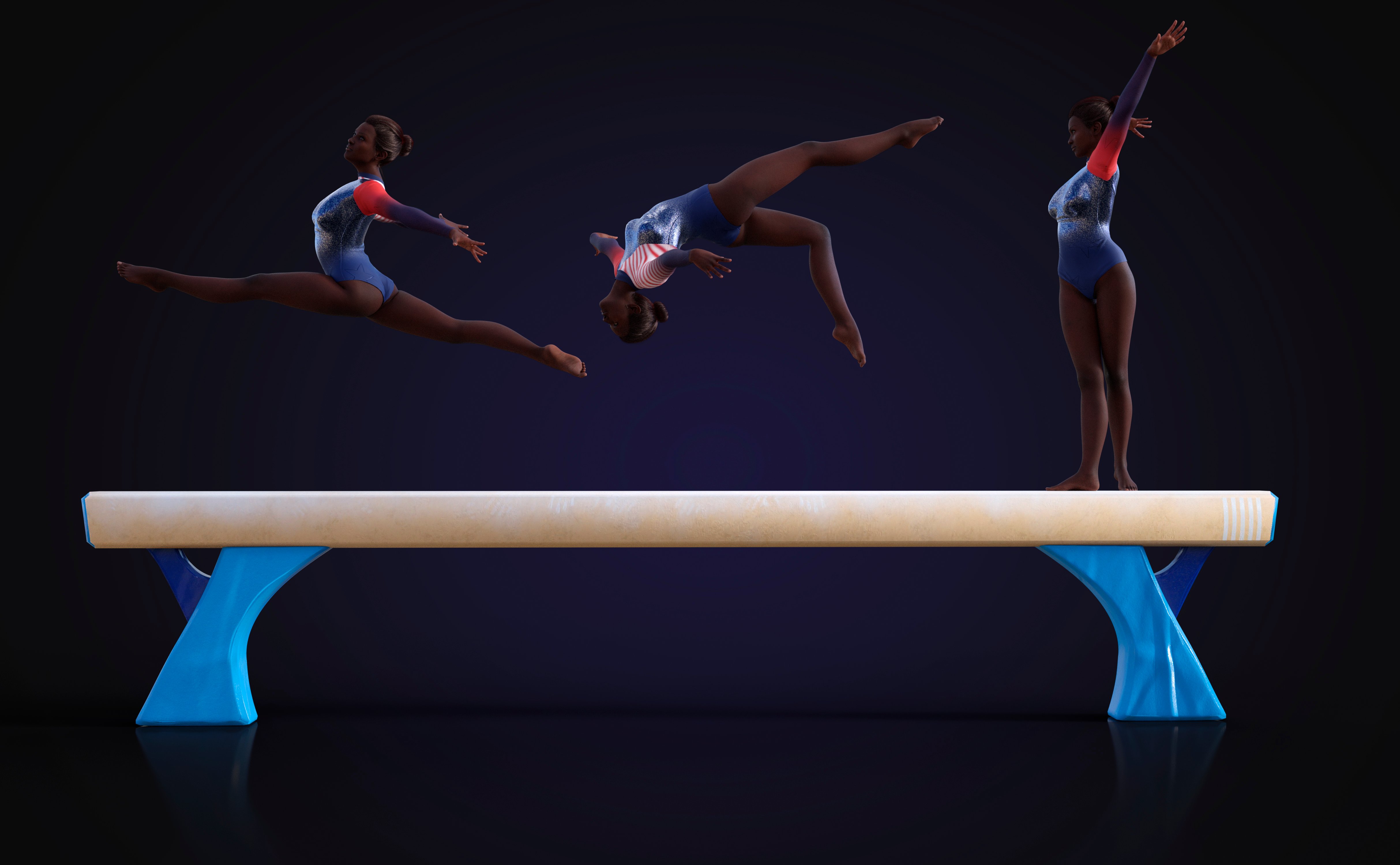 LA Gymnastics Poses and Props for Genesis 9 and 8 | Daz 3D