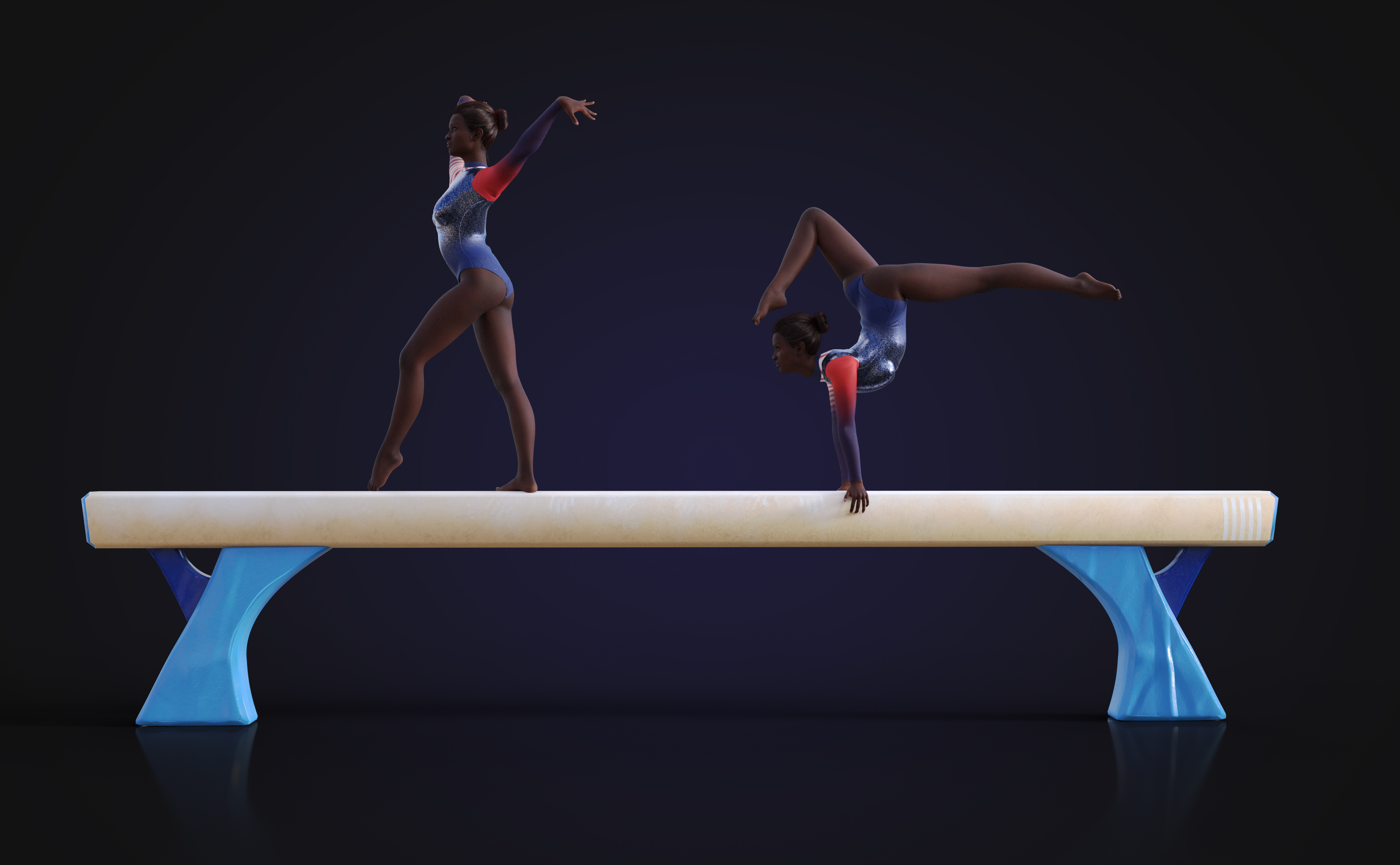 LA Gymnastics Poses and Props for Genesis 9 and 8 | Daz 3D