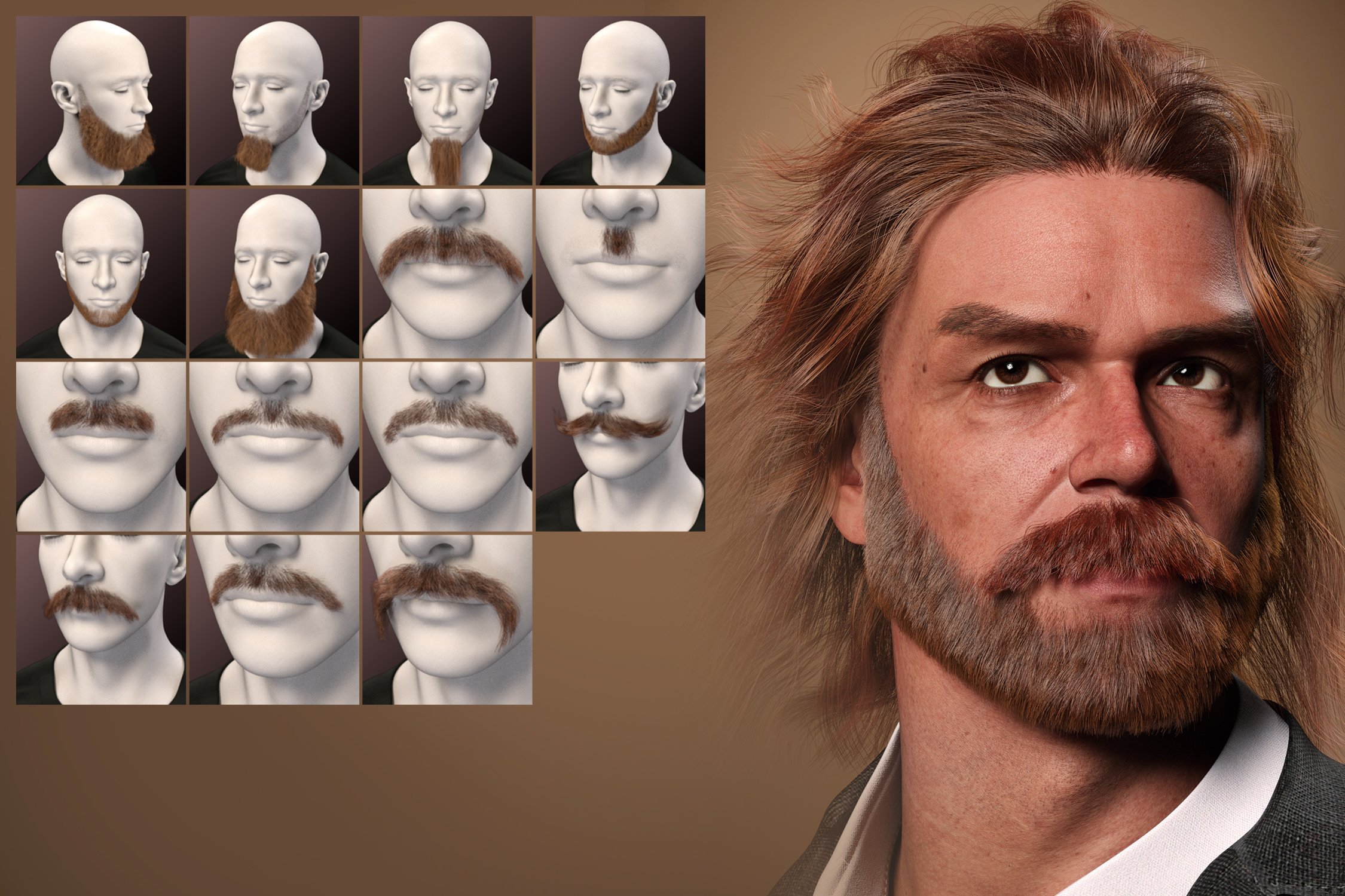 dForce FE Beards Of All Shapes for Genesis 9 | Daz 3D