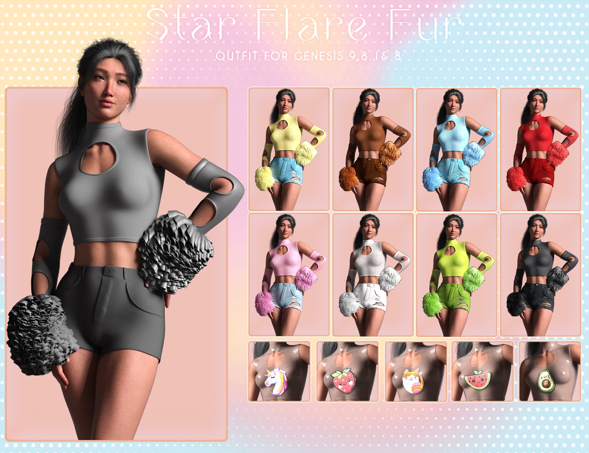 StarFlare Fur Outfit for Genesis 9, 8.1, and 8 Female | Daz 3D