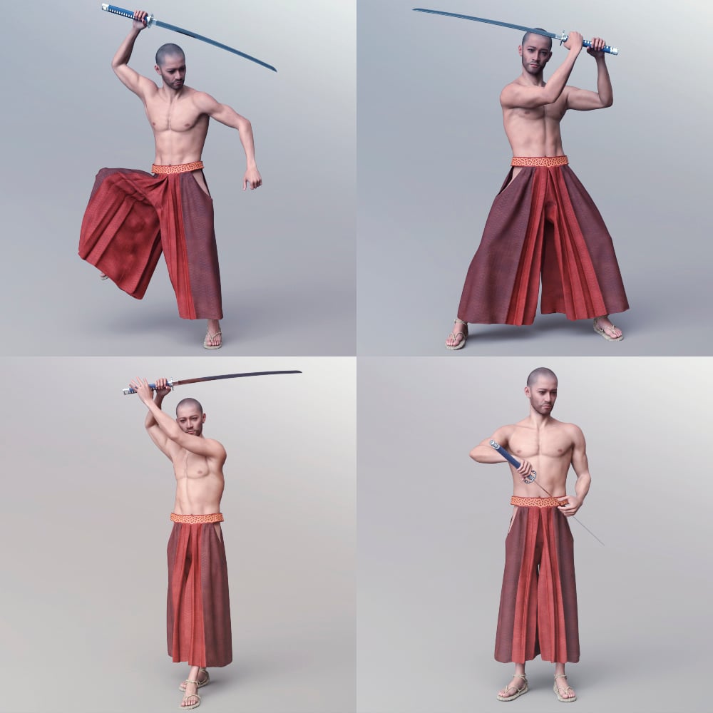 AC Poses of Samurai Warriors for Genesis 9 | Daz 3D