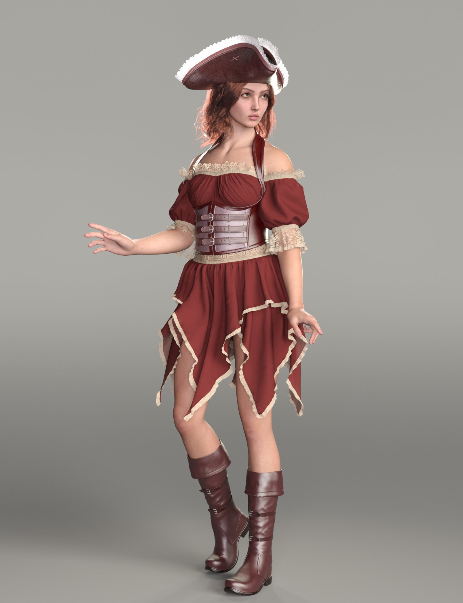 dForce MK Pirate Queen Outfit for Genesis 9 | Daz 3D