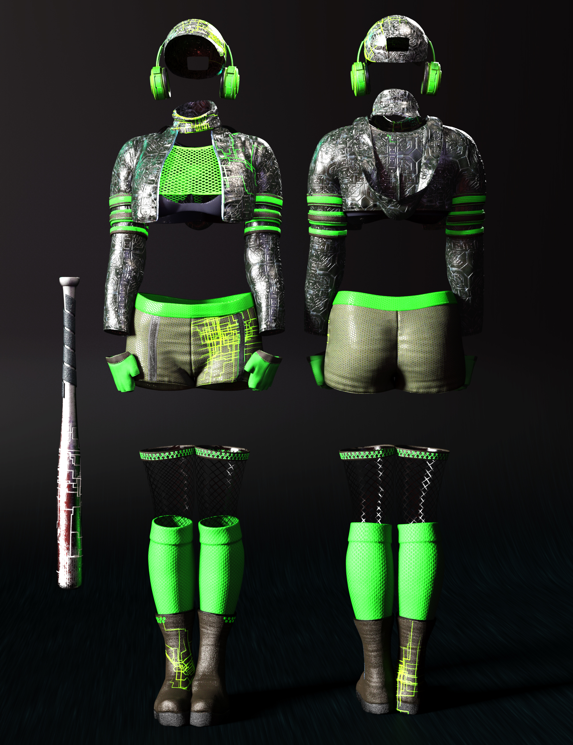 M3D Cyber Pulse Outfit for Genesis 8, 8.1 and 9 Females | Daz 3D