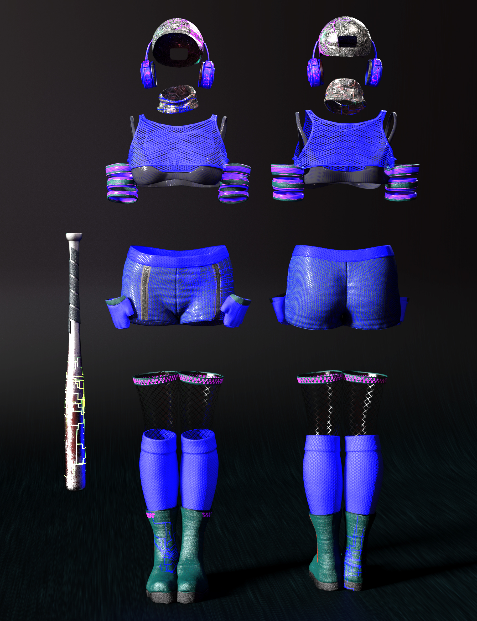 M3D Cyber Pulse Outfit for Genesis 8, 8.1 and 9 Females | Daz 3D
