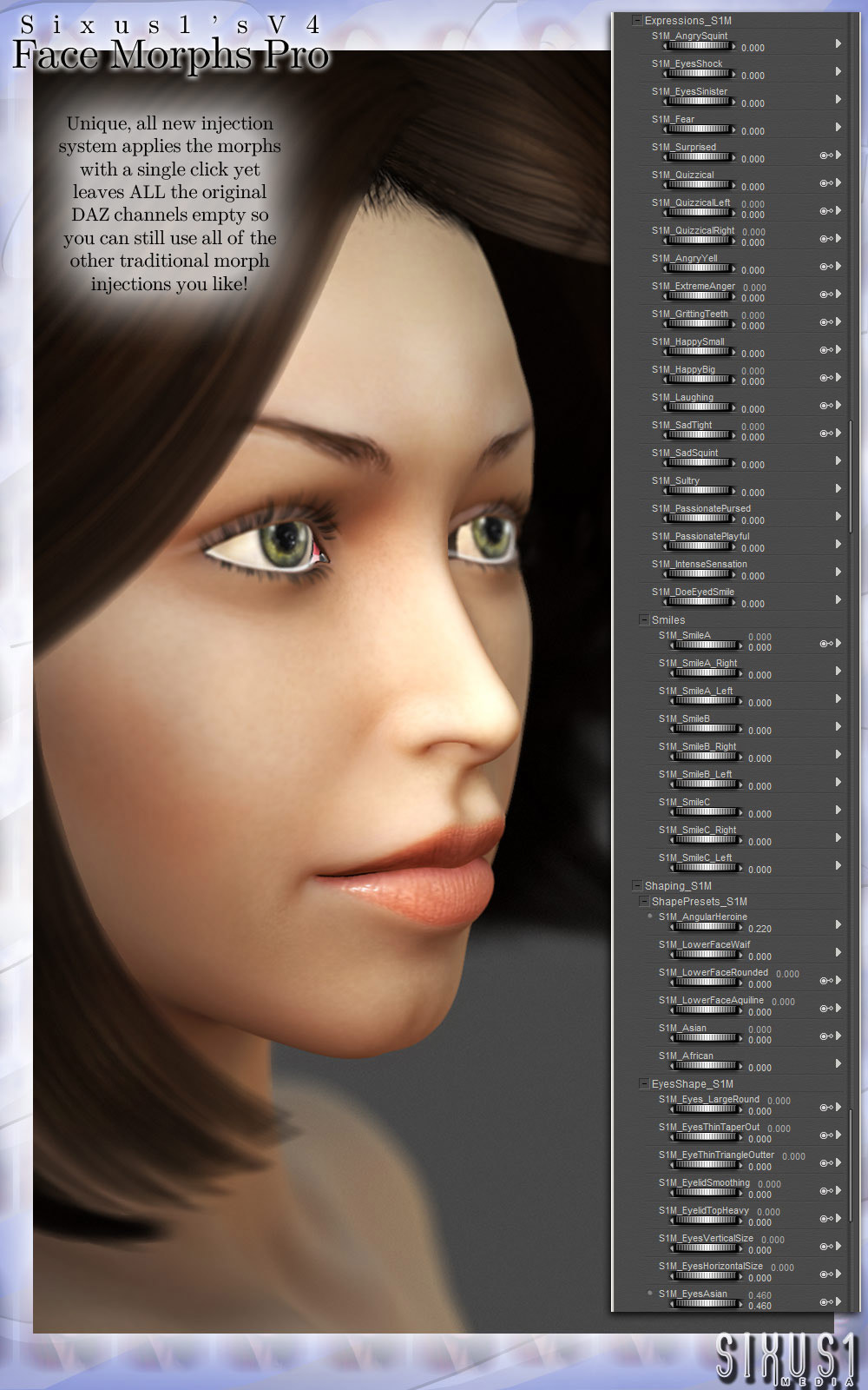 S1M: V4 Face Morphs Pro for Poser | Daz 3D