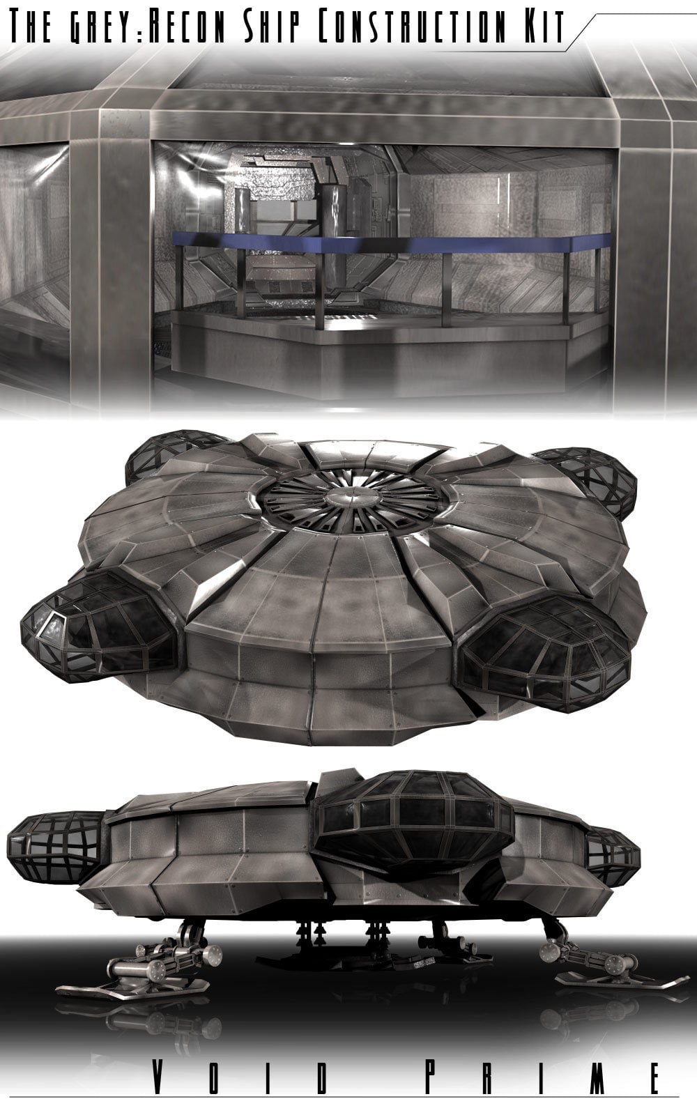 Void Prime: Grey Alien Recon Ship Construction Kit | Daz 3D