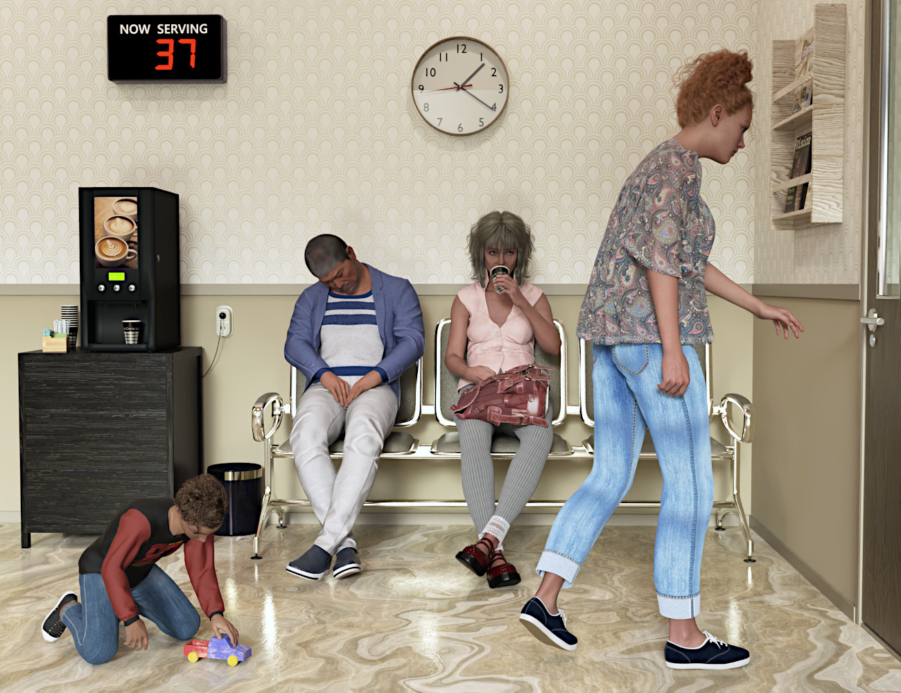 Waitingroom Vignette And Poses | Daz 3D