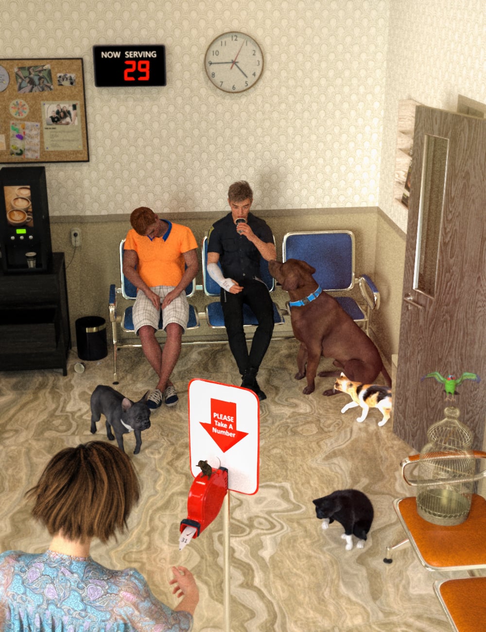 Waitingroom Vignette And Poses | Daz 3D