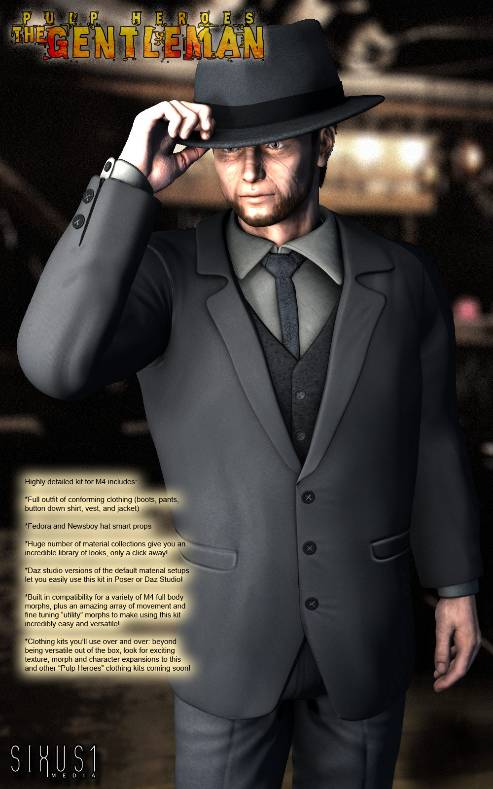 S1M Pulp Heroes: The Gentleman for M4 | Daz 3D