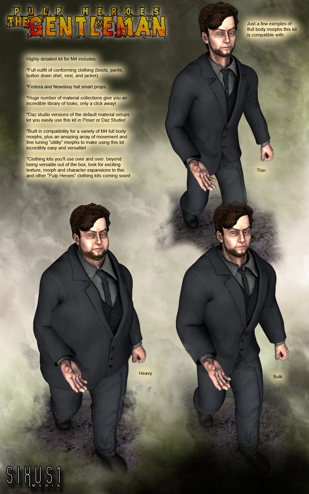 S1M Pulp Heroes: The Gentleman for M4 | Daz 3D