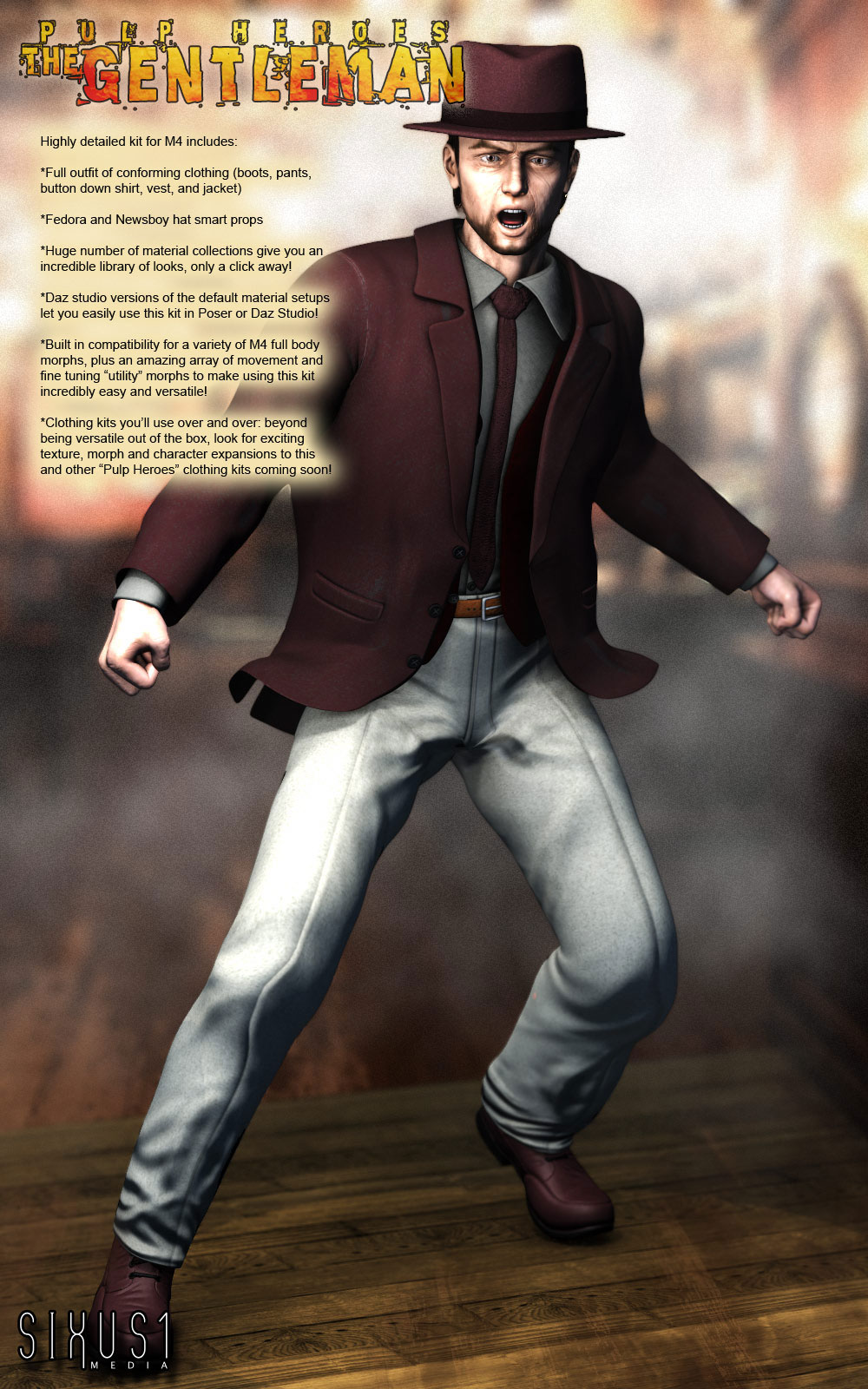 S1M Pulp Heroes: The Gentleman for M4 | Daz 3D