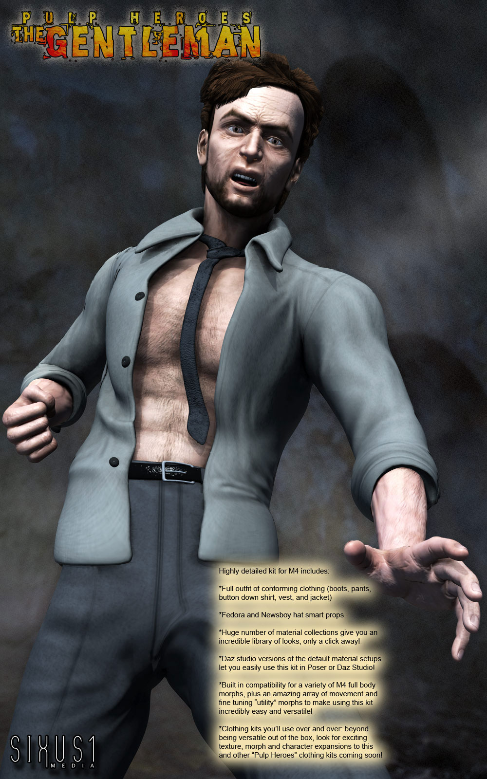S1M Pulp Heroes: The Gentleman for M4 | Daz 3D