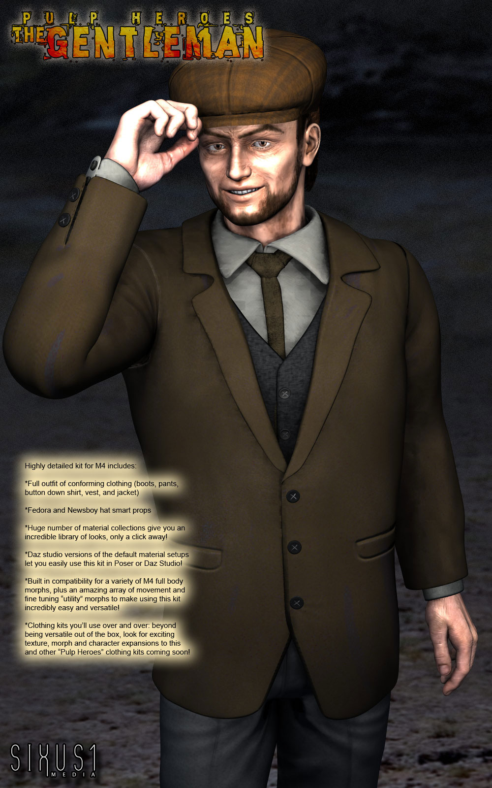 S1M Pulp Heroes: The Gentleman for M4 | Daz 3D