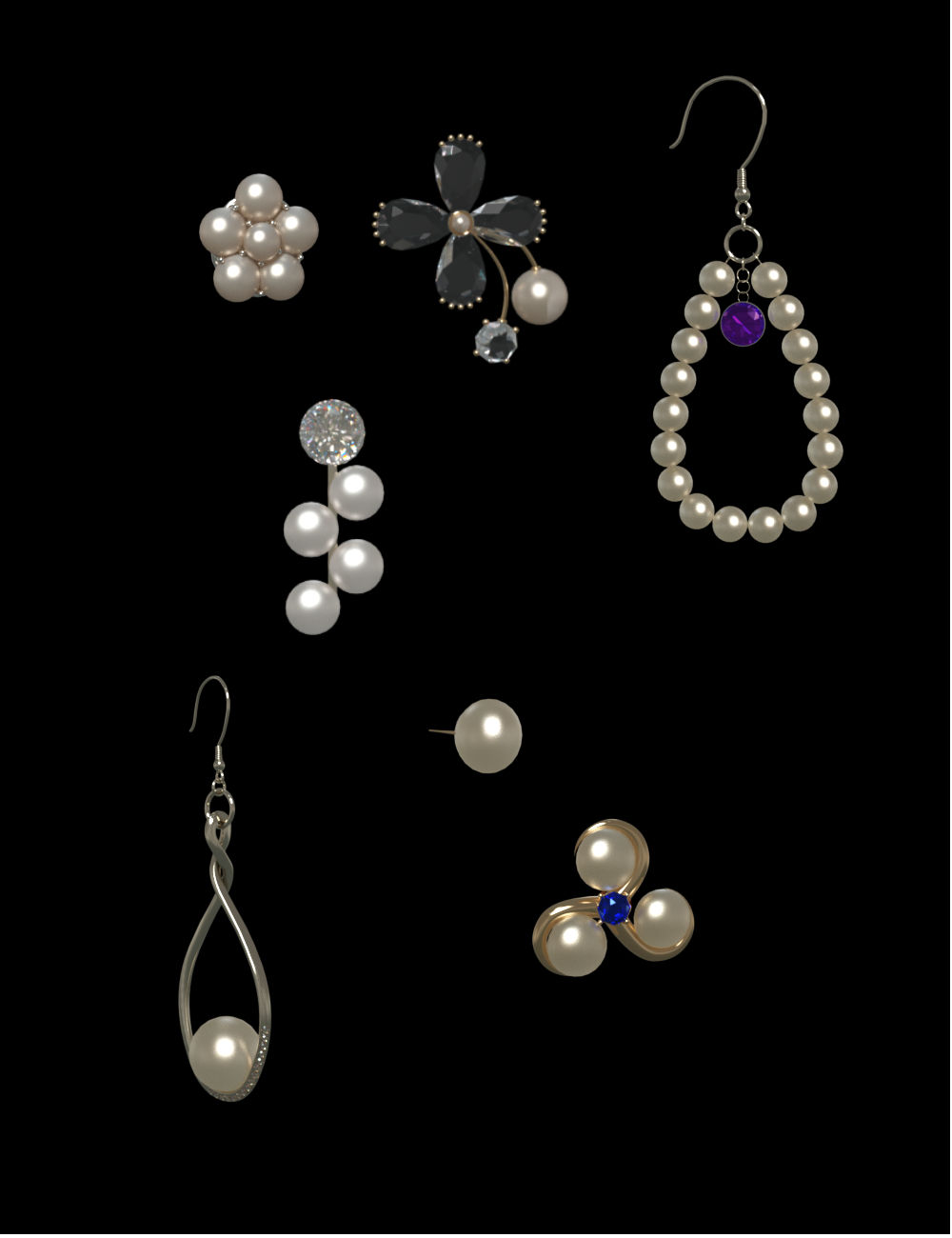 Exquisite Pearl Chokers and Earrings for Genesis 9 | Daz 3D