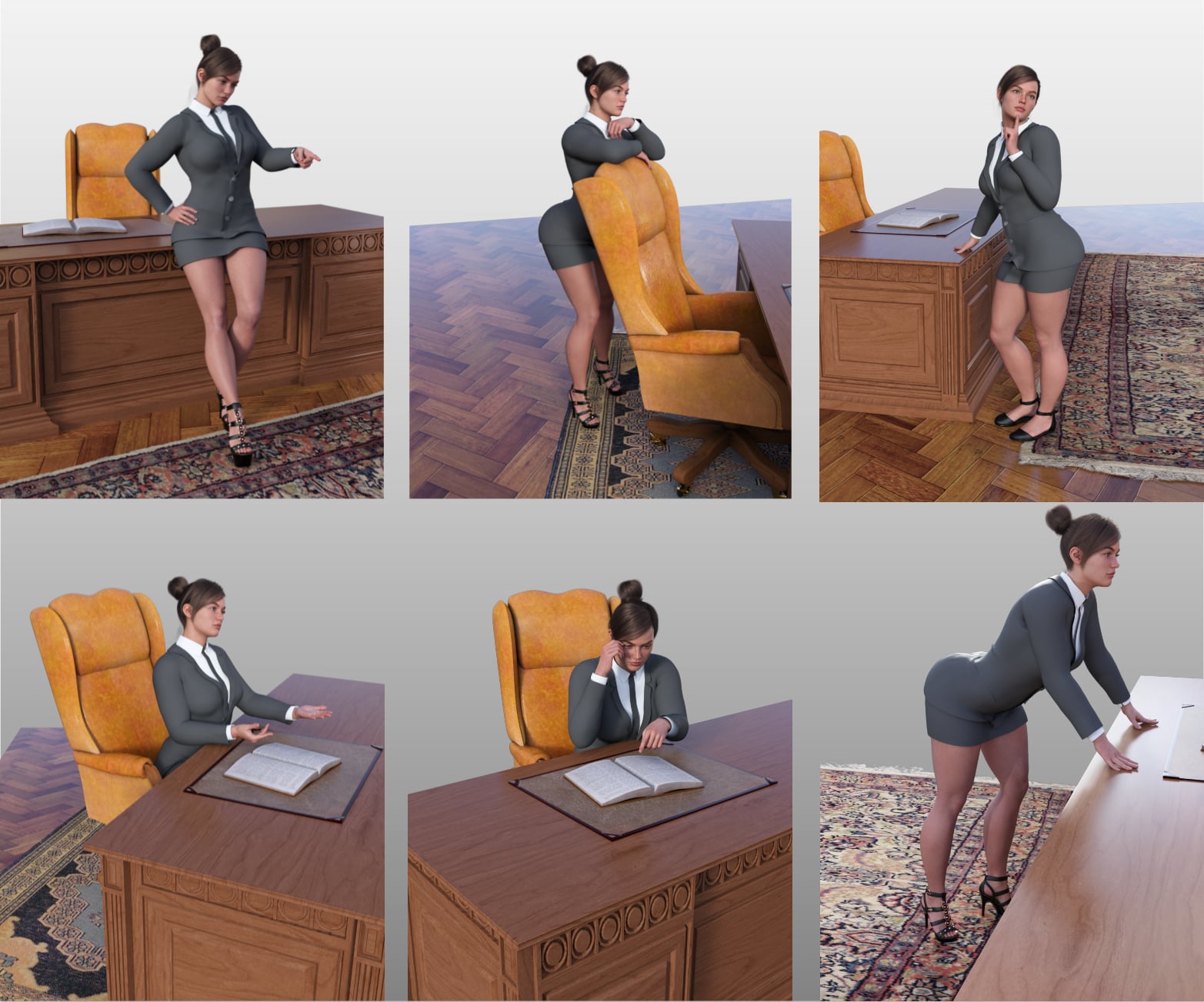 FG Dean's Office Poses for Genesis 9 Feminine | Daz 3D