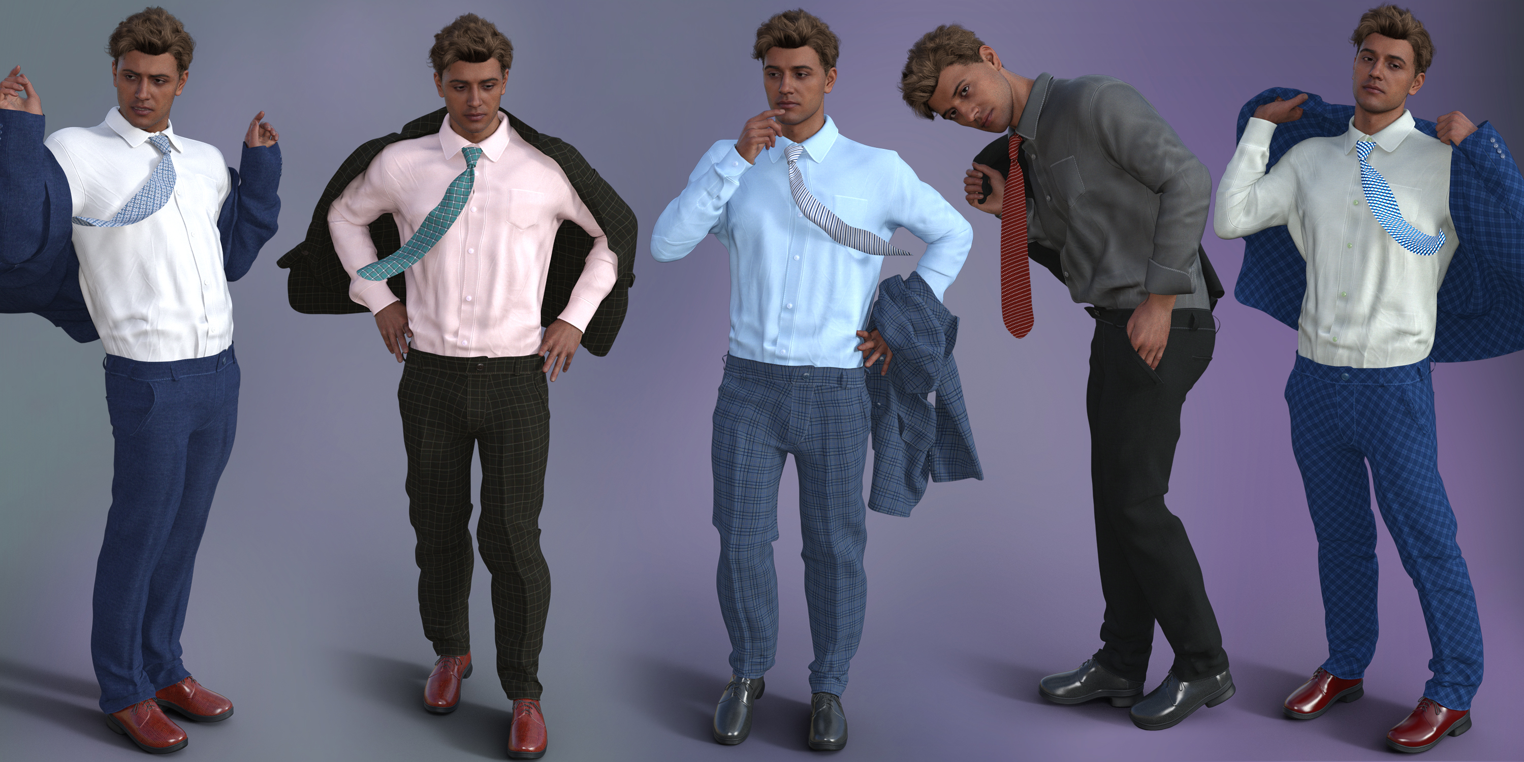 dForce BRZ Men's Suits and Poses for Genesis 9 | Daz 3D