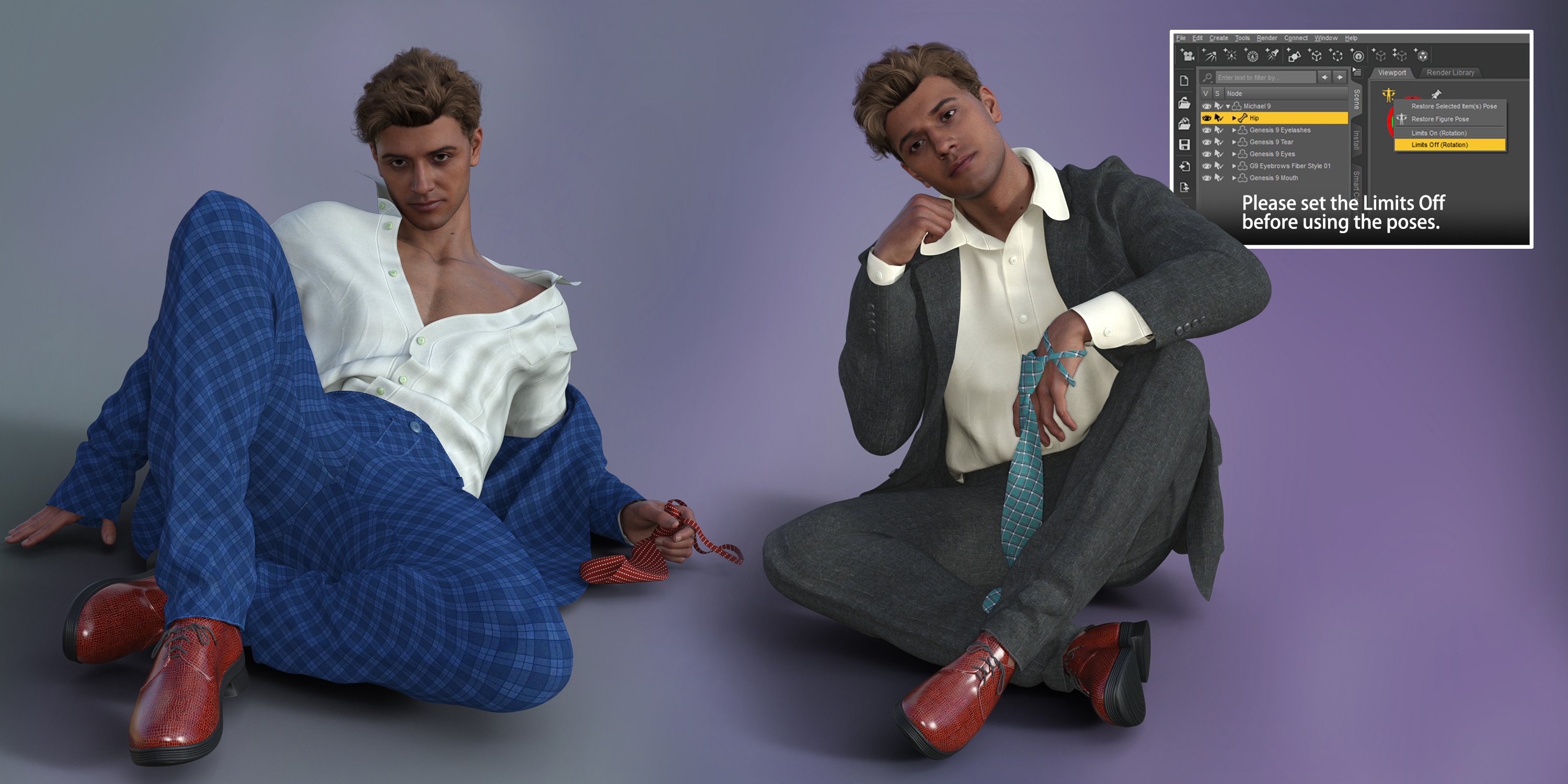 dForce BRZ Men's Suits and Poses for Genesis 9 | Daz 3D