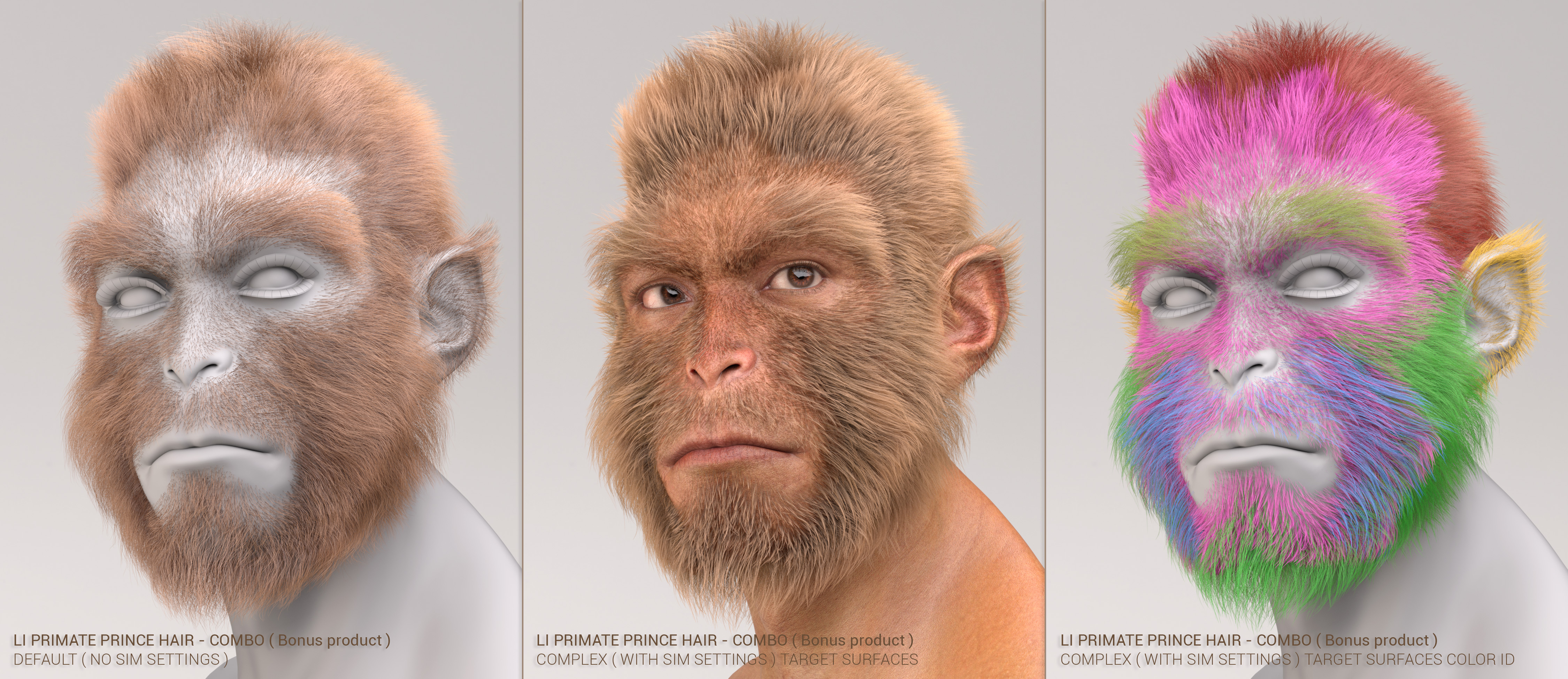 LI Primate Prince Hair for Wukong 9 | Daz 3D