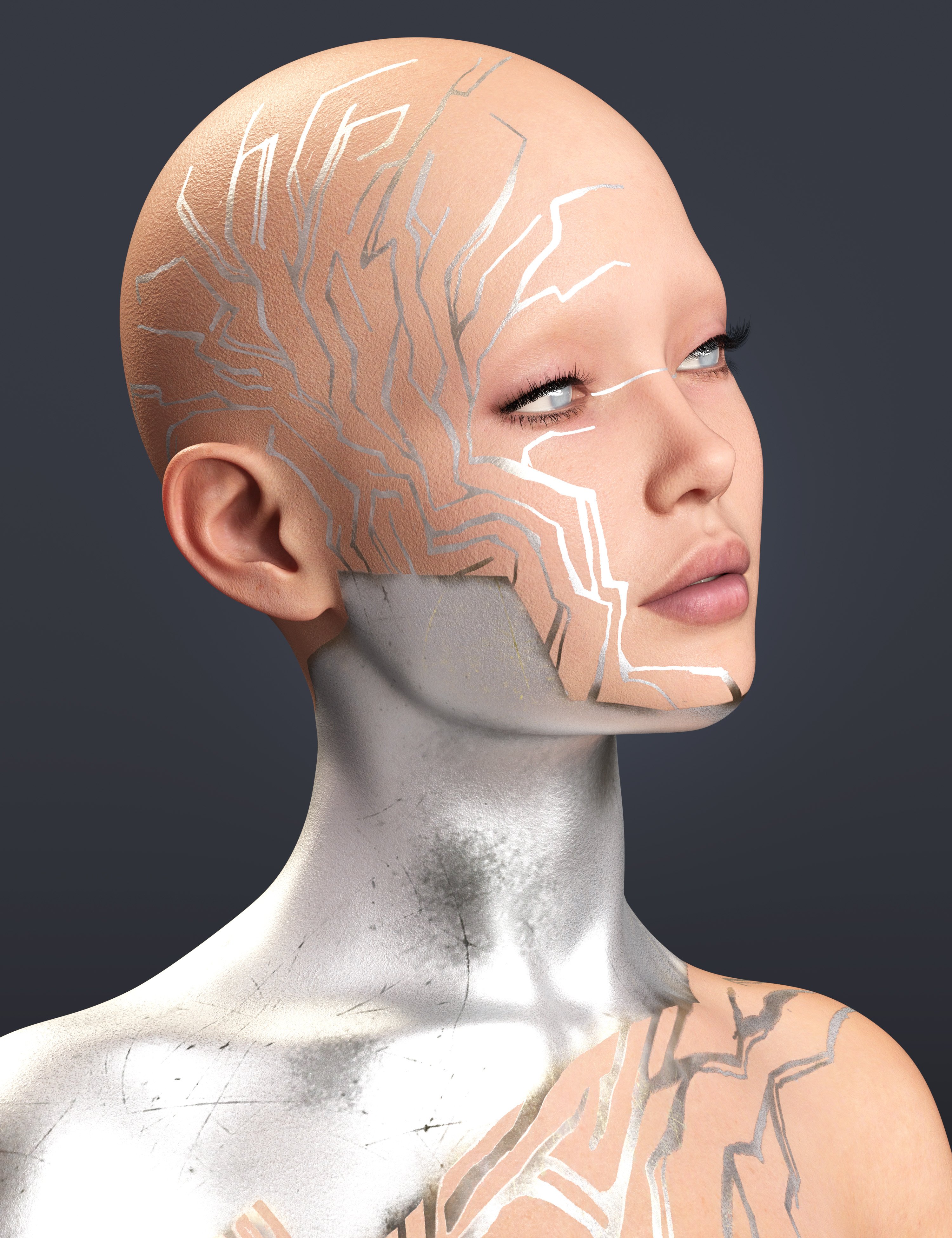 Cyberpunk War Paint LIE Makeup for Genesis 9 | Daz 3D