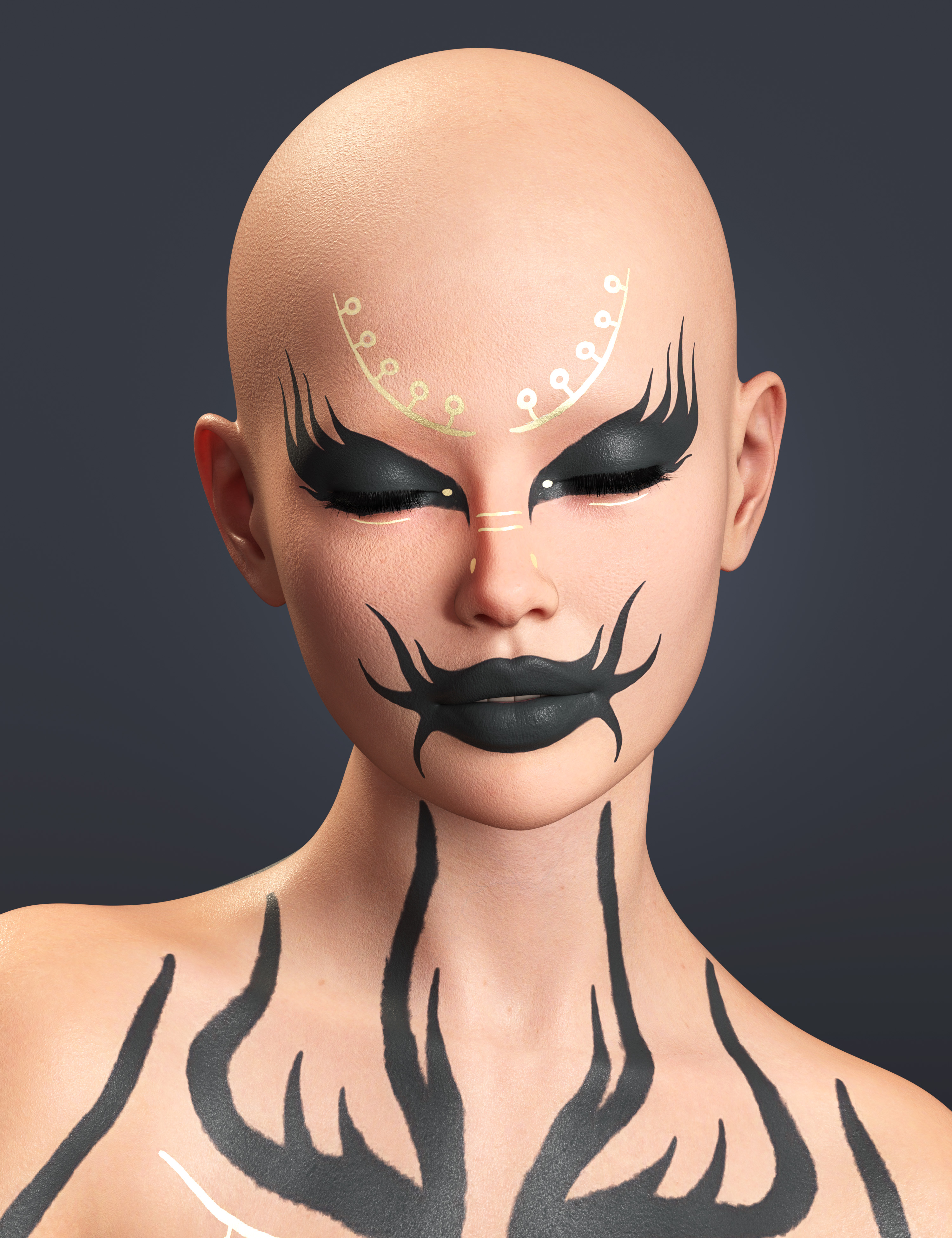 Cyberpunk War Paint LIE Makeup for Genesis 9 | Daz 3D