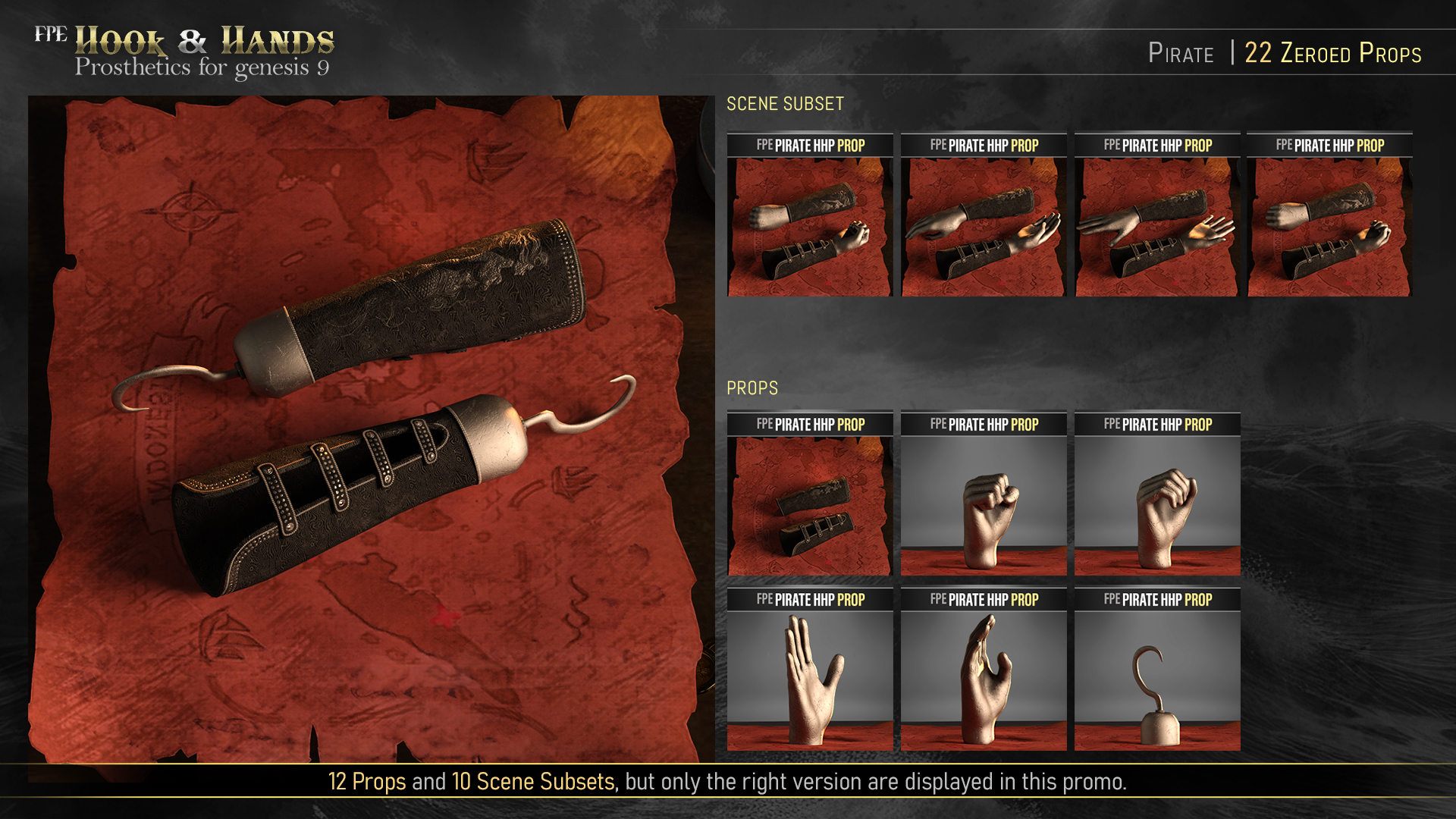 FPE Hook & Hands Prosthetic for Genesis 9 | Daz 3D