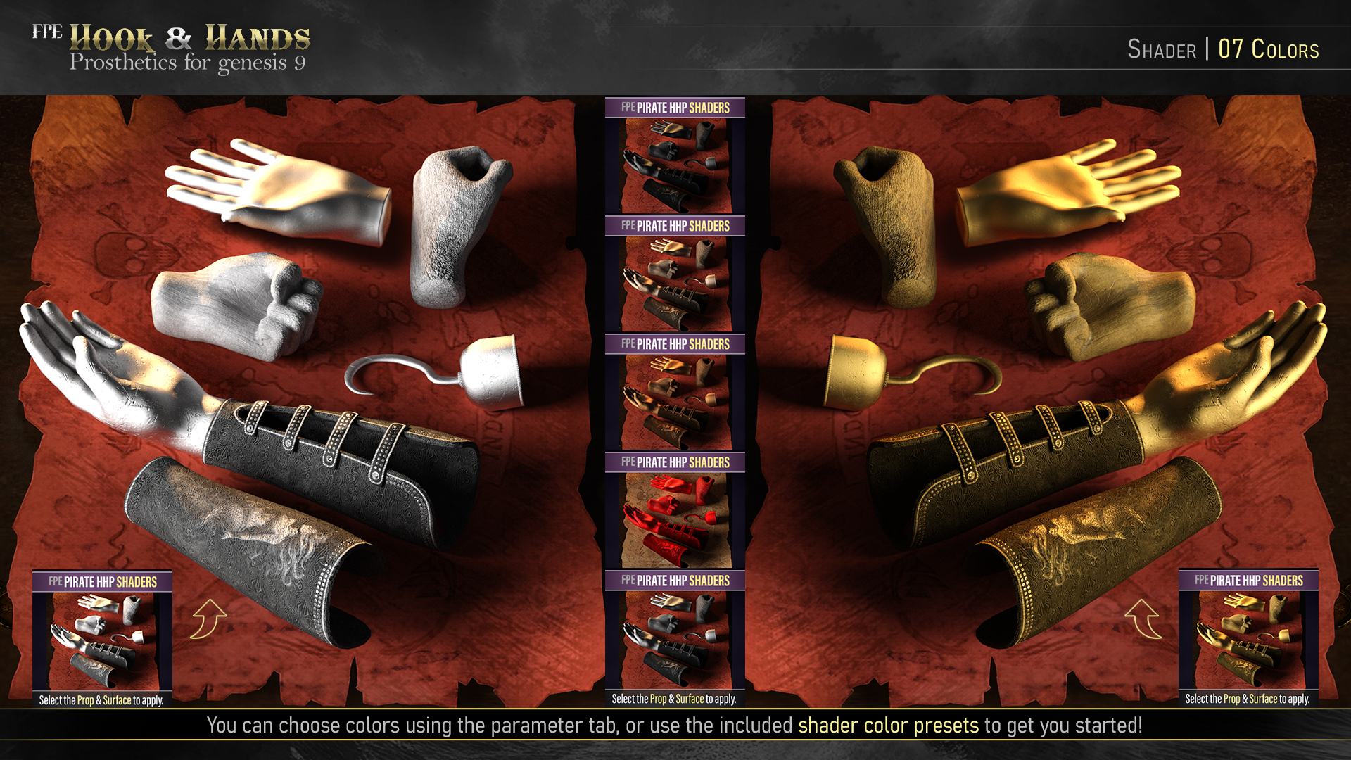 FPE Hook & Hands Prosthetic for Genesis 9 | Daz 3D