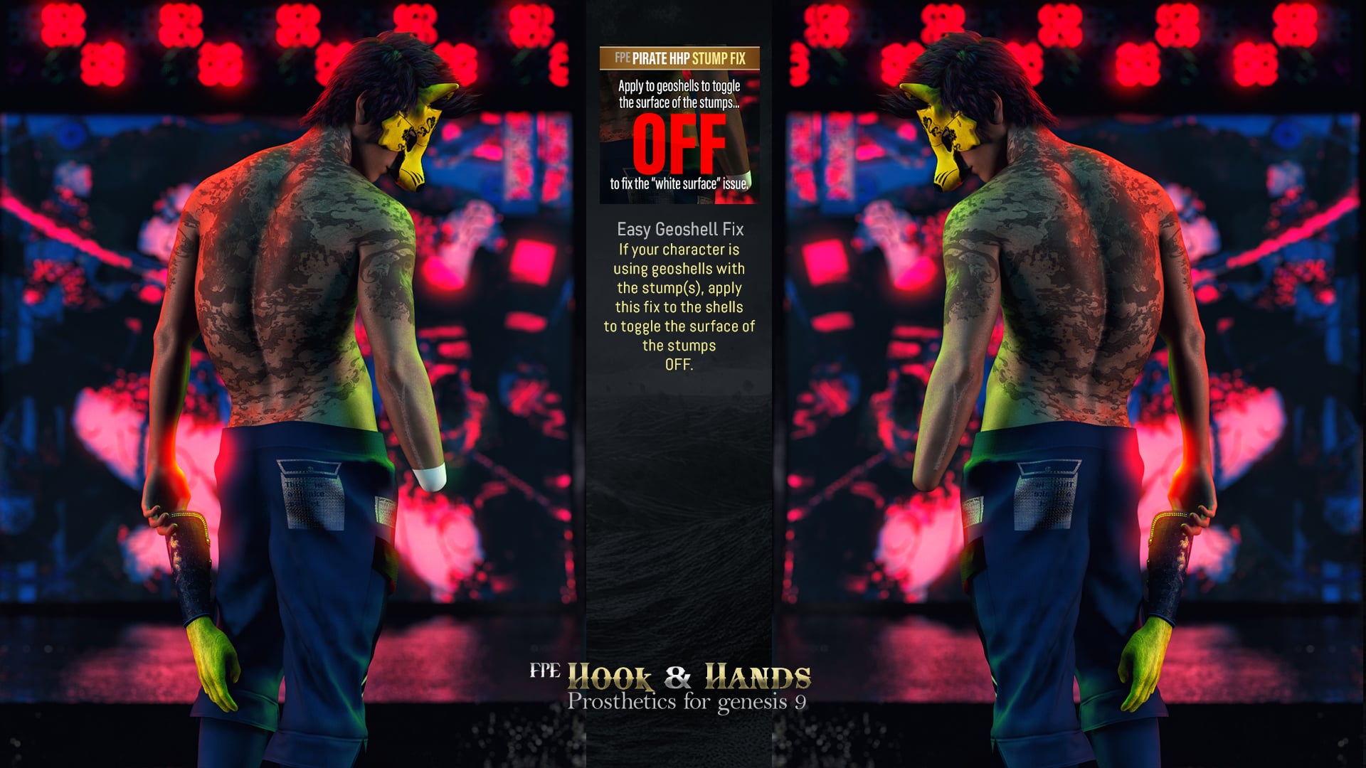 FPE Hook & Hands Prosthetic for Genesis 9 | Daz 3D