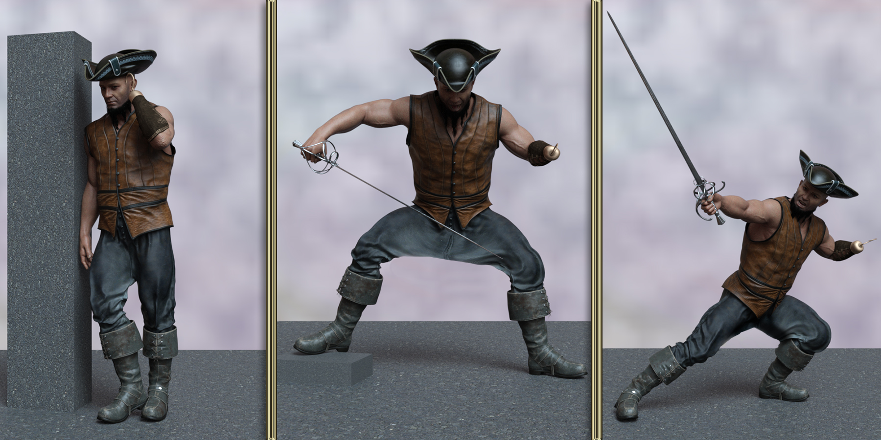 Hook Poses for Genesis 9 Male and FPE Pirate Hook and Hands Prosthetic ...