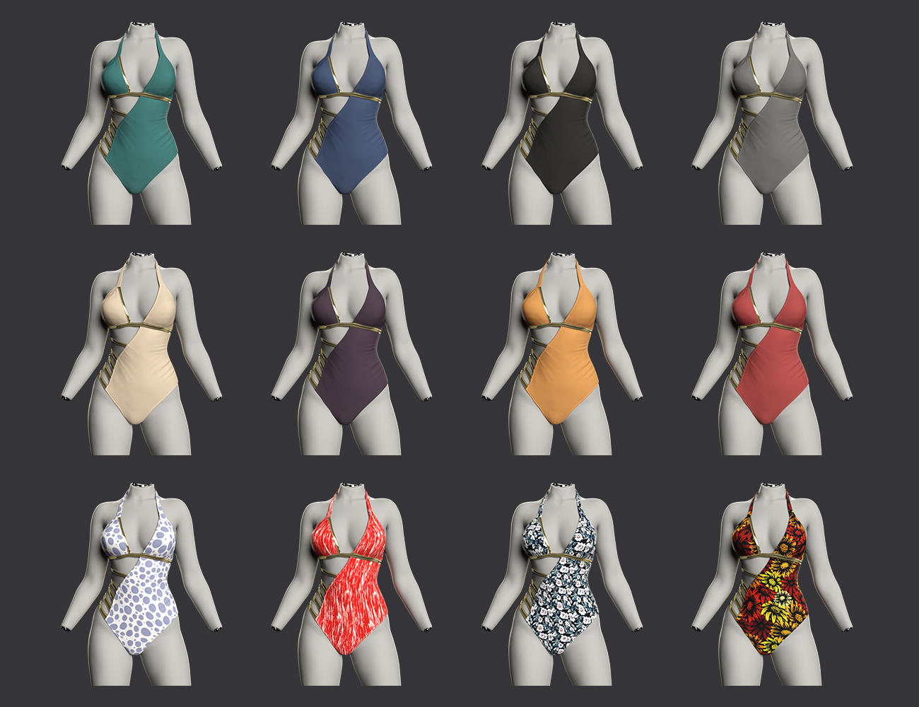 MK Golden Eclipse Swimsuit for Genesis 9,8,and 8.1 Female | Daz 3D