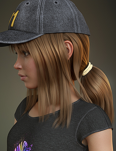 Eden Baseball Hat Hair with dForce for Genesis 9 | Daz 3D