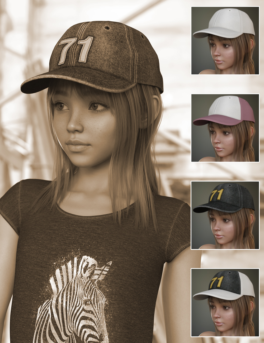 Eden Baseball Hat Hair with dForce for Genesis 9 | Daz 3D
