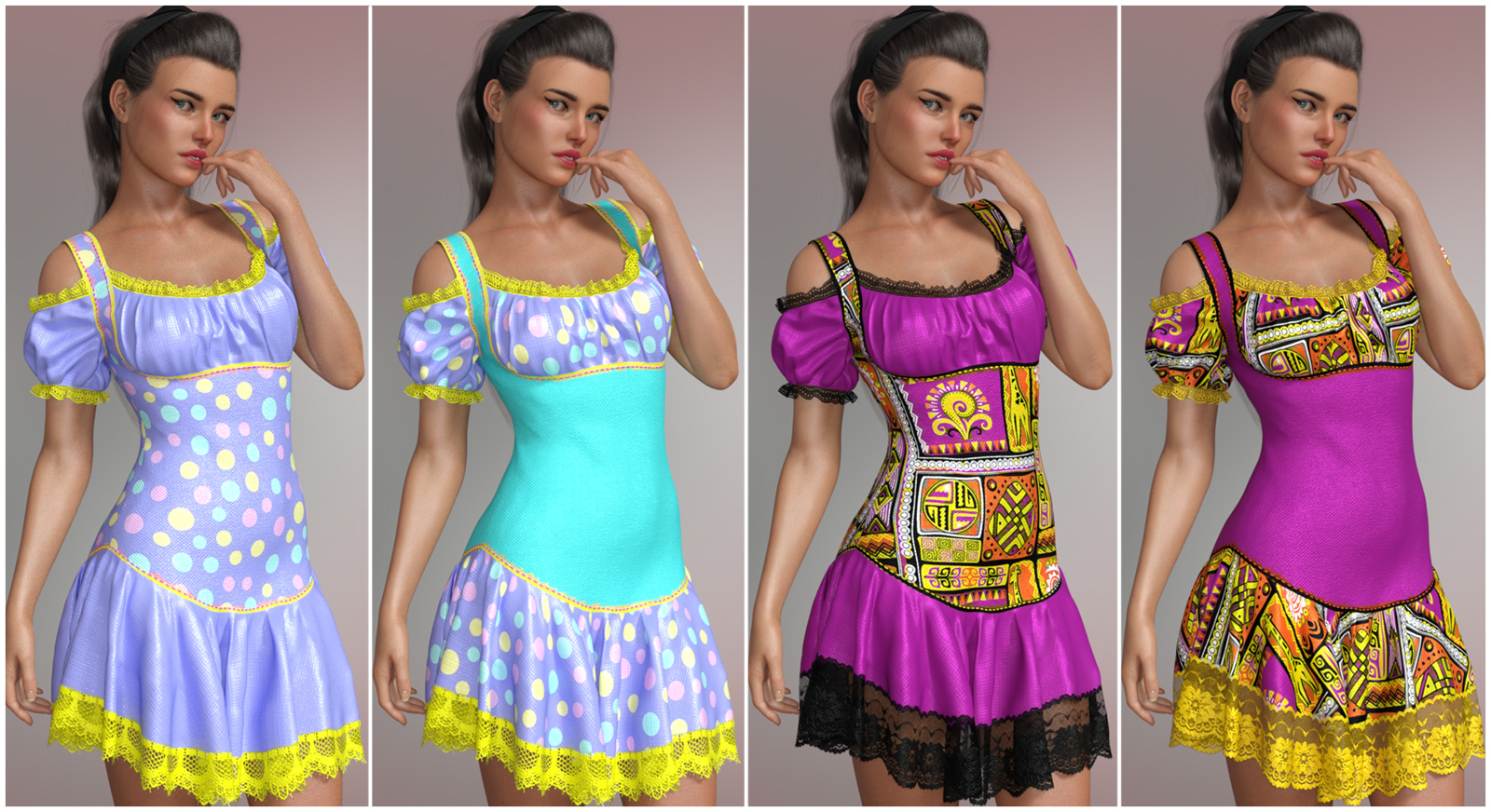 Beautiful Rosy Dress G8F | Daz 3D