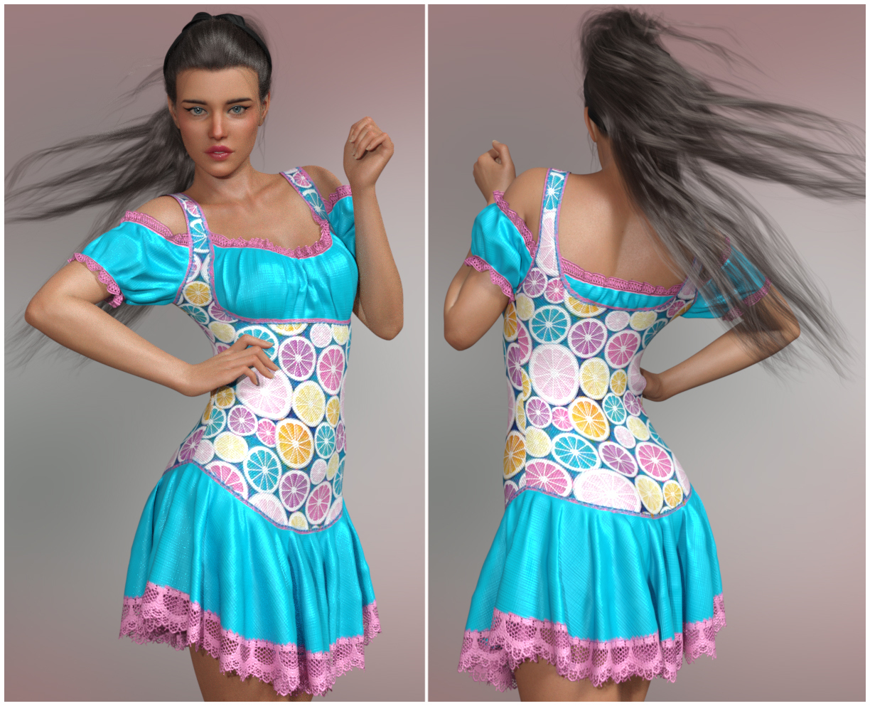 Beautiful Rosy Dress G8F | Daz 3D