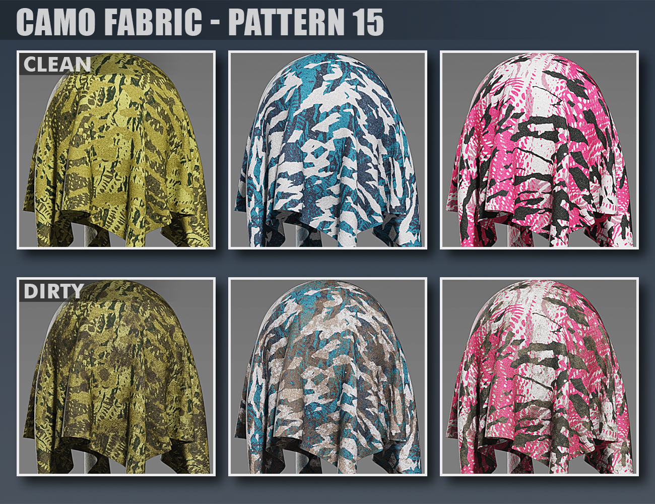 DD PBR Camo Fabric Shaders for Iray Vol 3 | Daz 3D