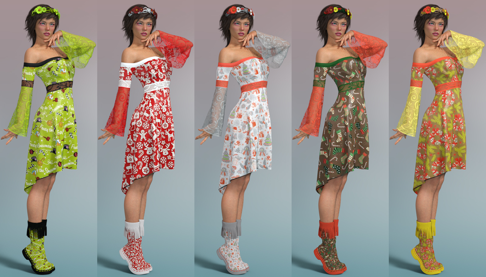 HoHoHo Flower Child Outfit G8F | Daz 3D