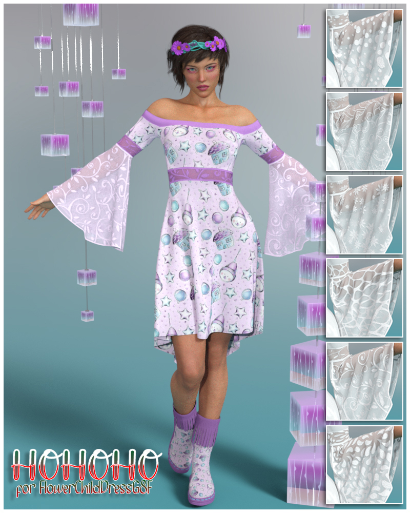 HoHoHo Flower Child Outfit G8F | Daz 3D