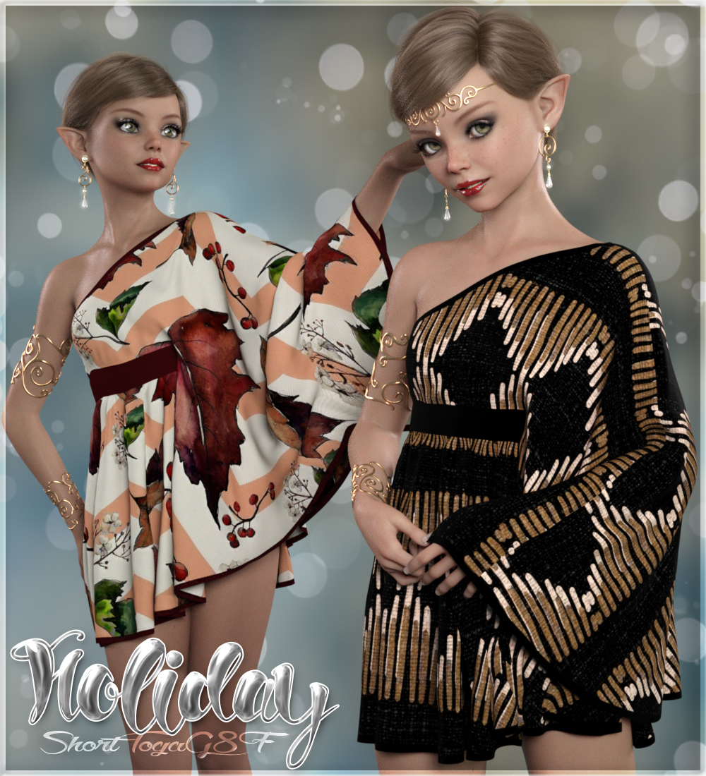 Holiday Short Toga Dress G8F | Daz 3D