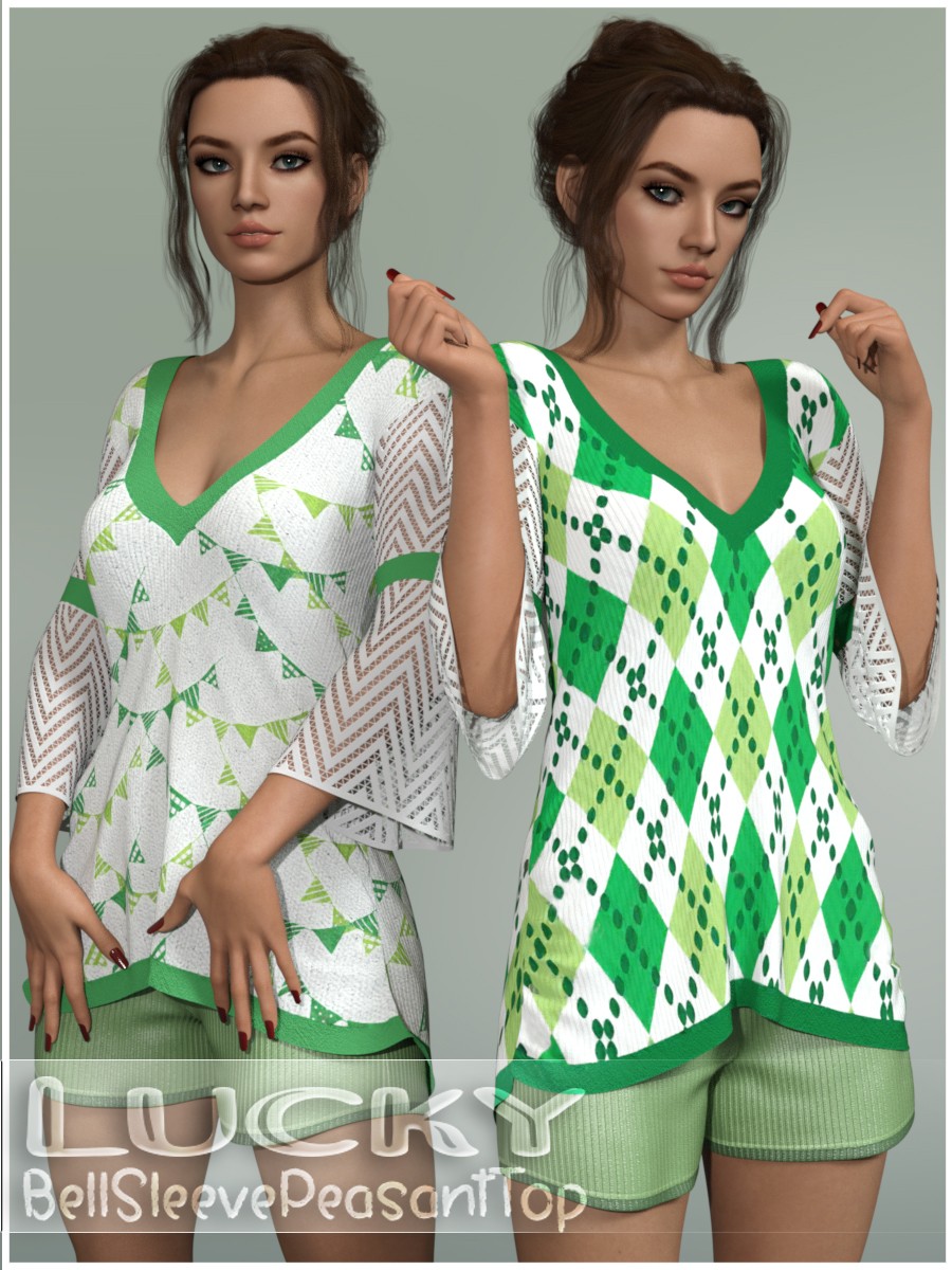 Lucky SV Bell Sleeve Peasant Top G8F | Daz 3D