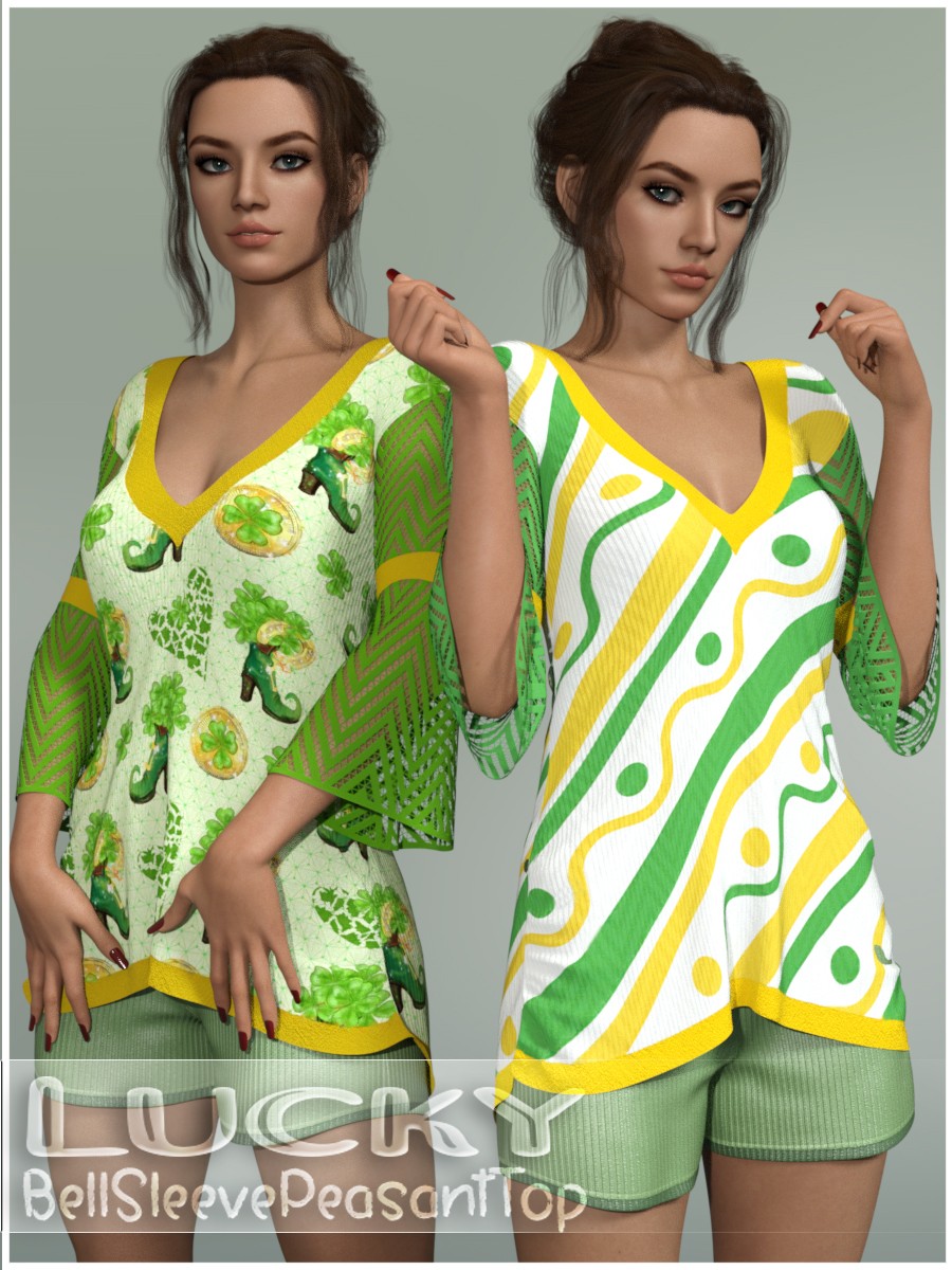 Lucky SV Bell Sleeve Peasant Top G8F | Daz 3D