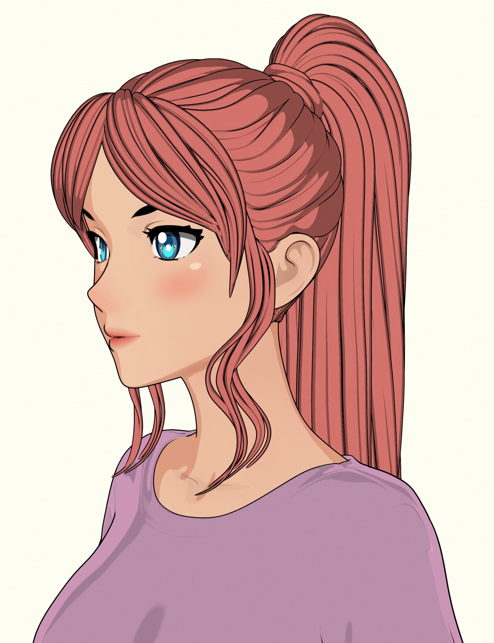 Toon Style Multi-Style Ponytail Hair for Genesis 9 | Daz 3D