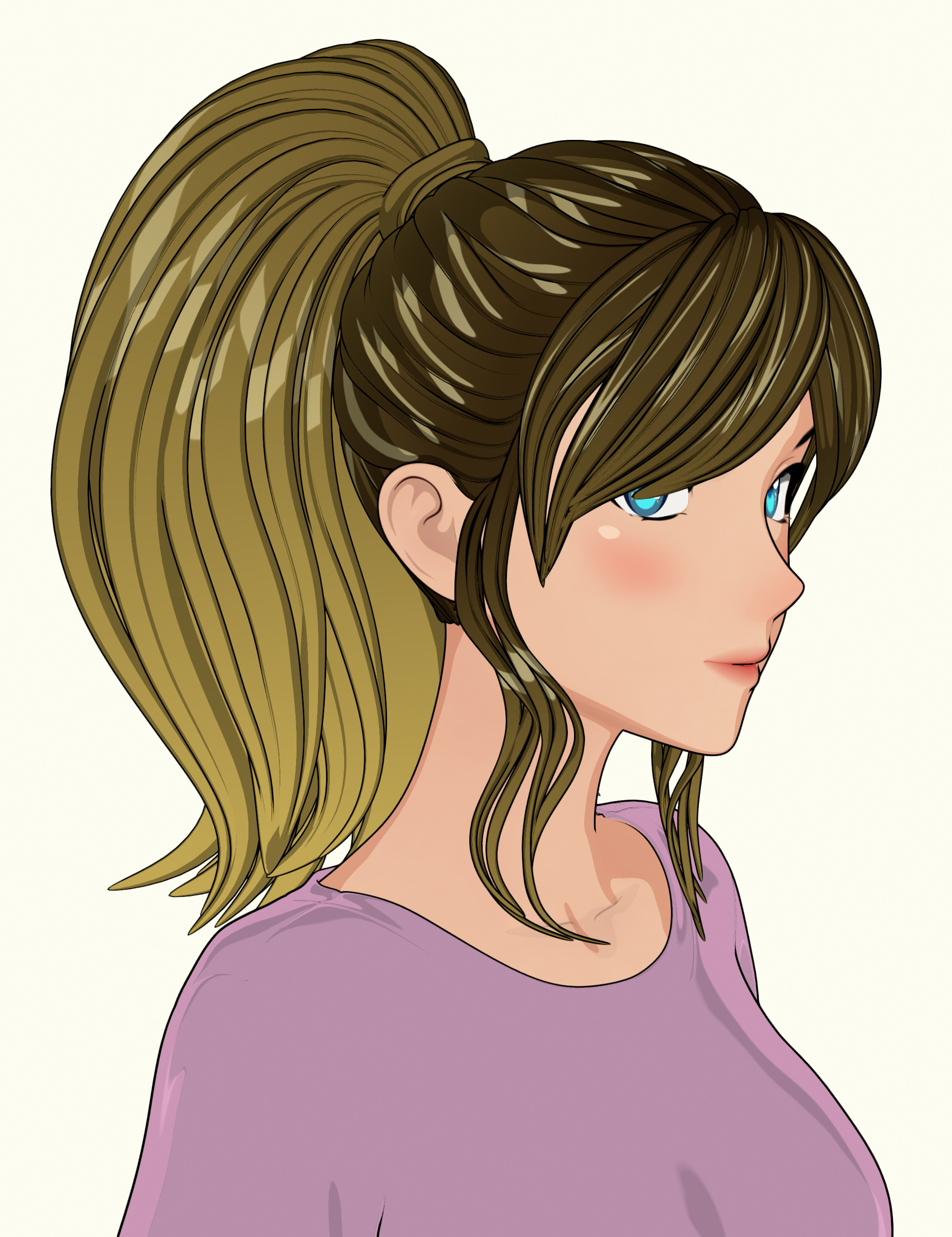 Toon Style Multi-Style Ponytail Hair for Genesis 9 | Daz 3D