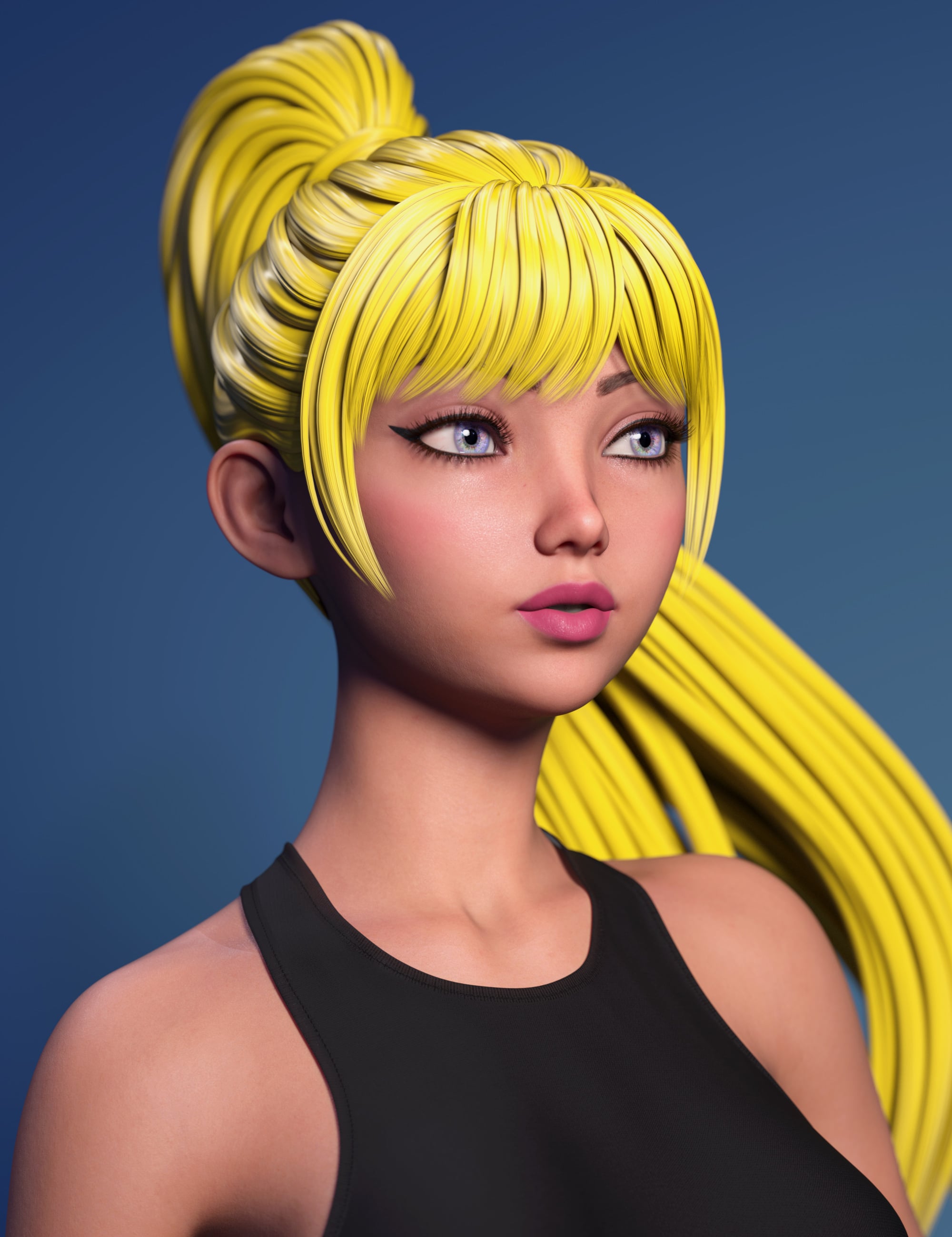 Toon Style Multi-Style Ponytail Hair for Genesis 9 | Daz 3D