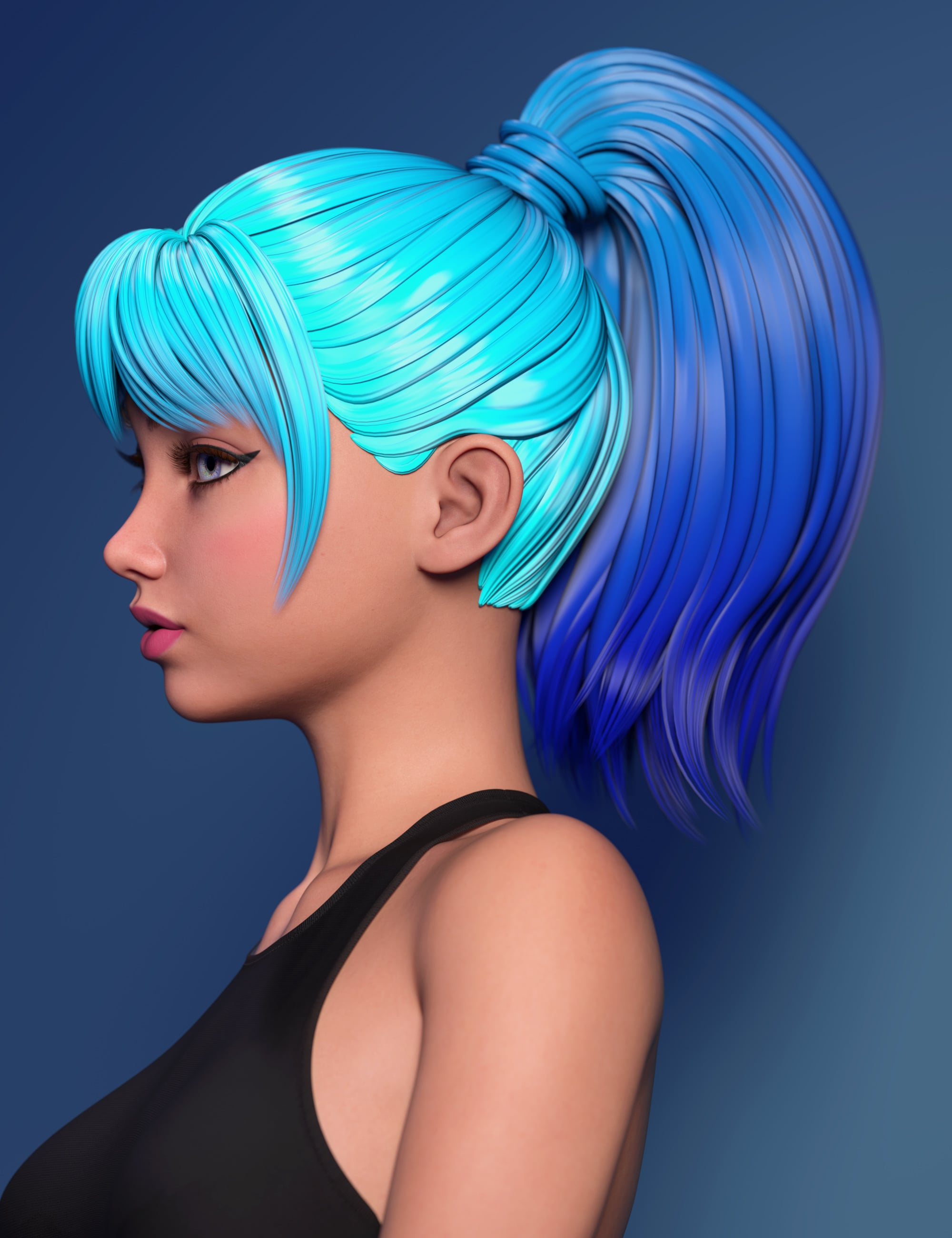 Toon Style Multi-Style Ponytail Hair for Genesis 9 | Daz 3D