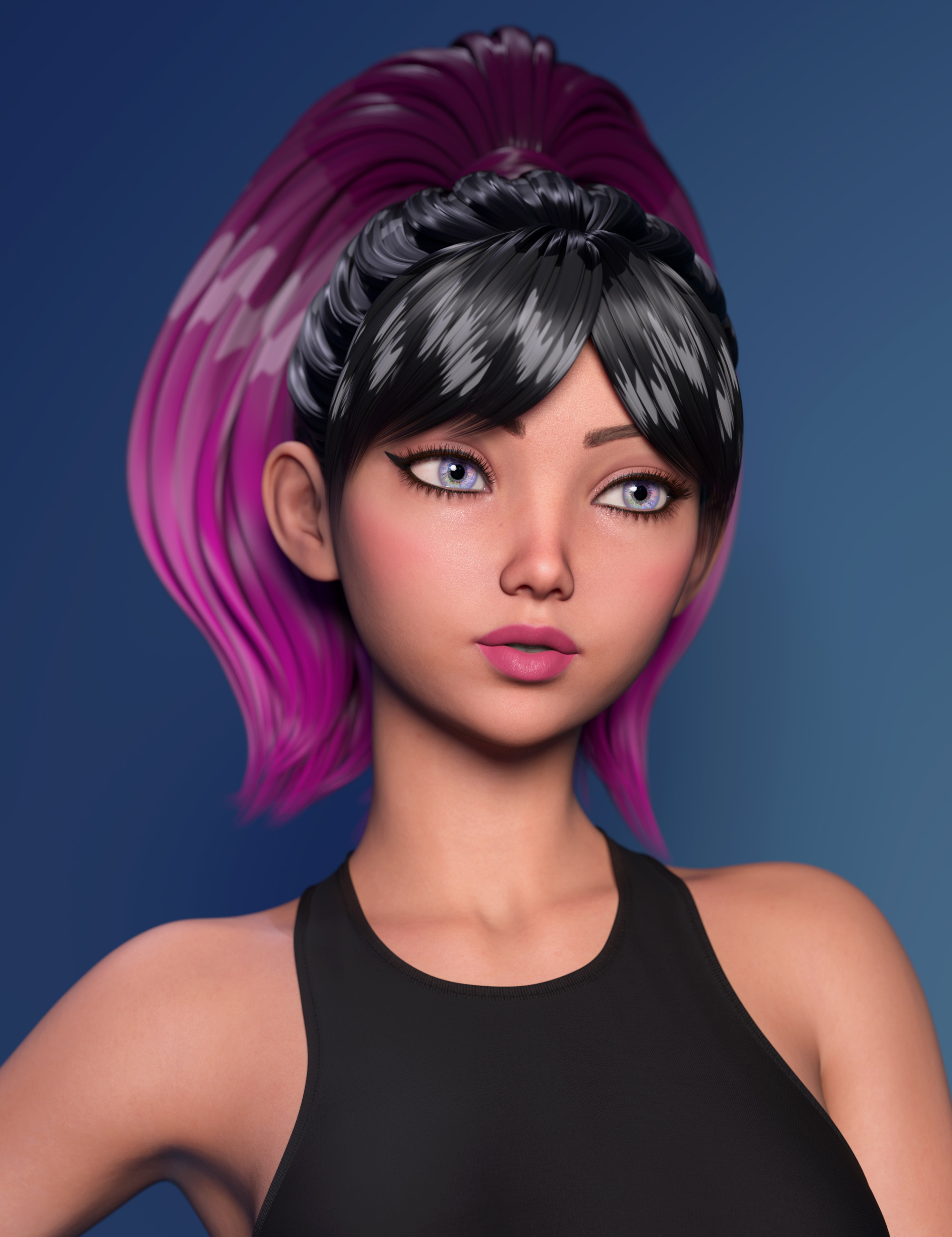 Toon Style Multi-Style Ponytail Hair for Genesis 9 | Daz 3D