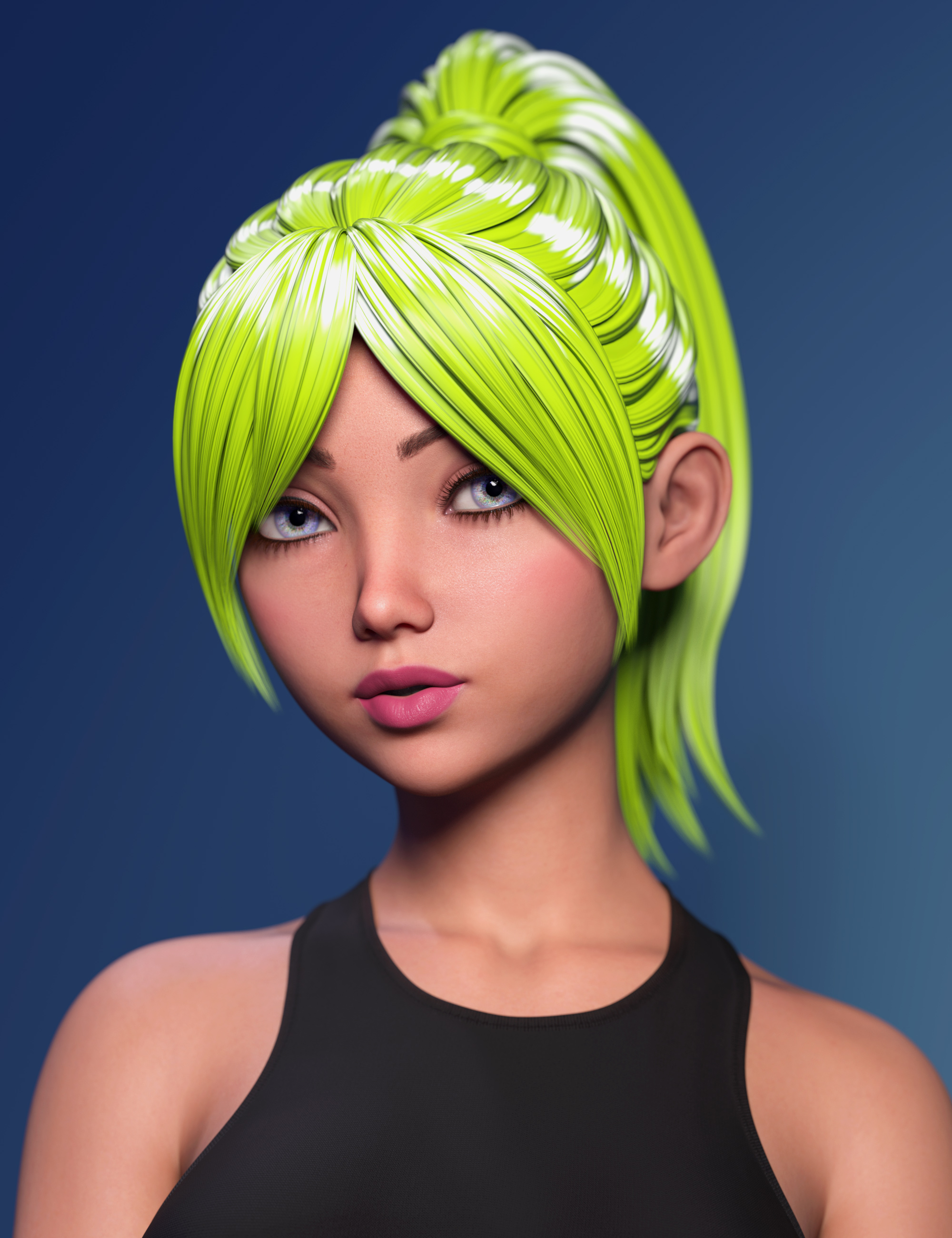 Toon Style Multi-Style Ponytail Hair for Genesis 9 | Daz 3D