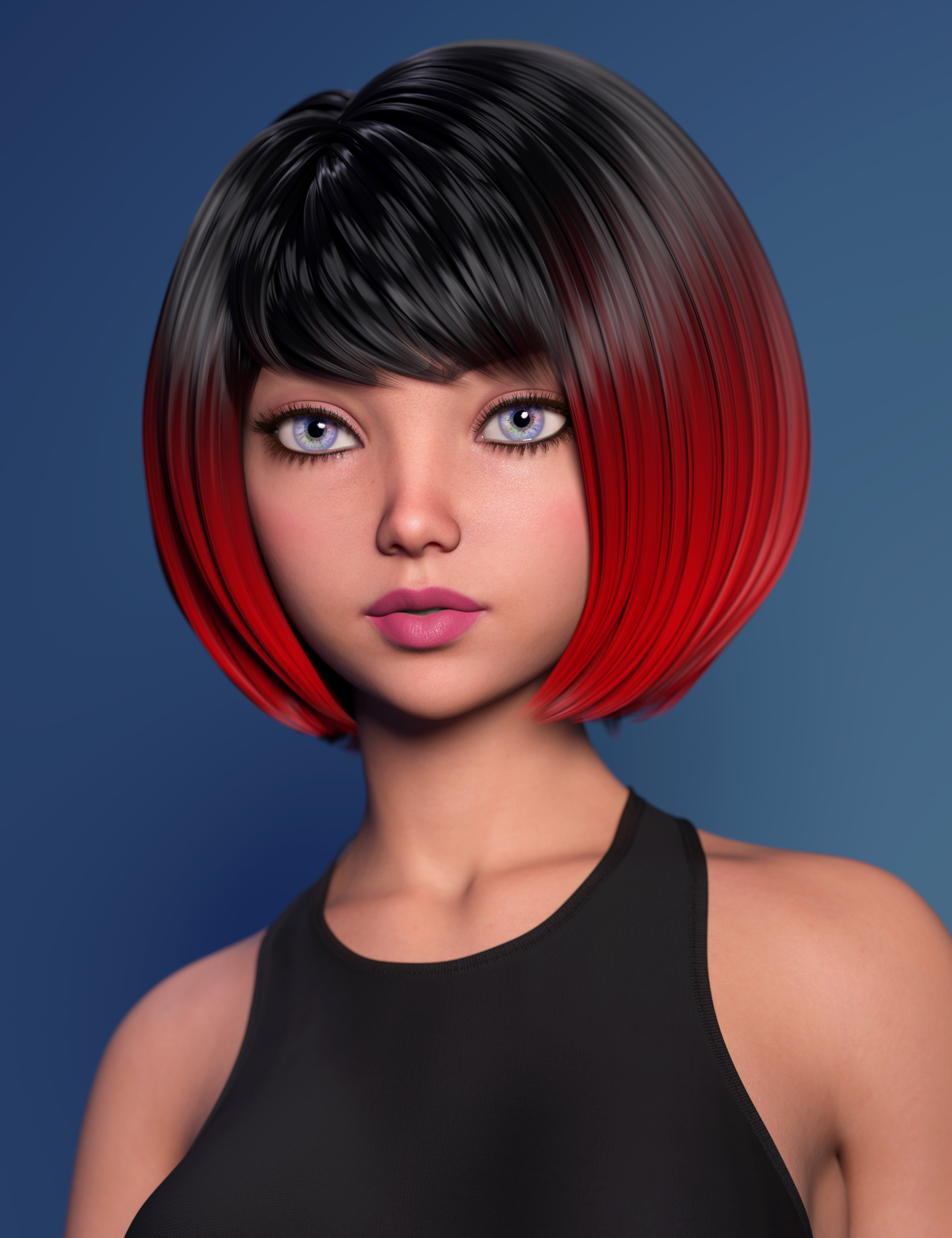 Toon Style Side Parted Bob Hair for Genesis 9 | Daz 3D