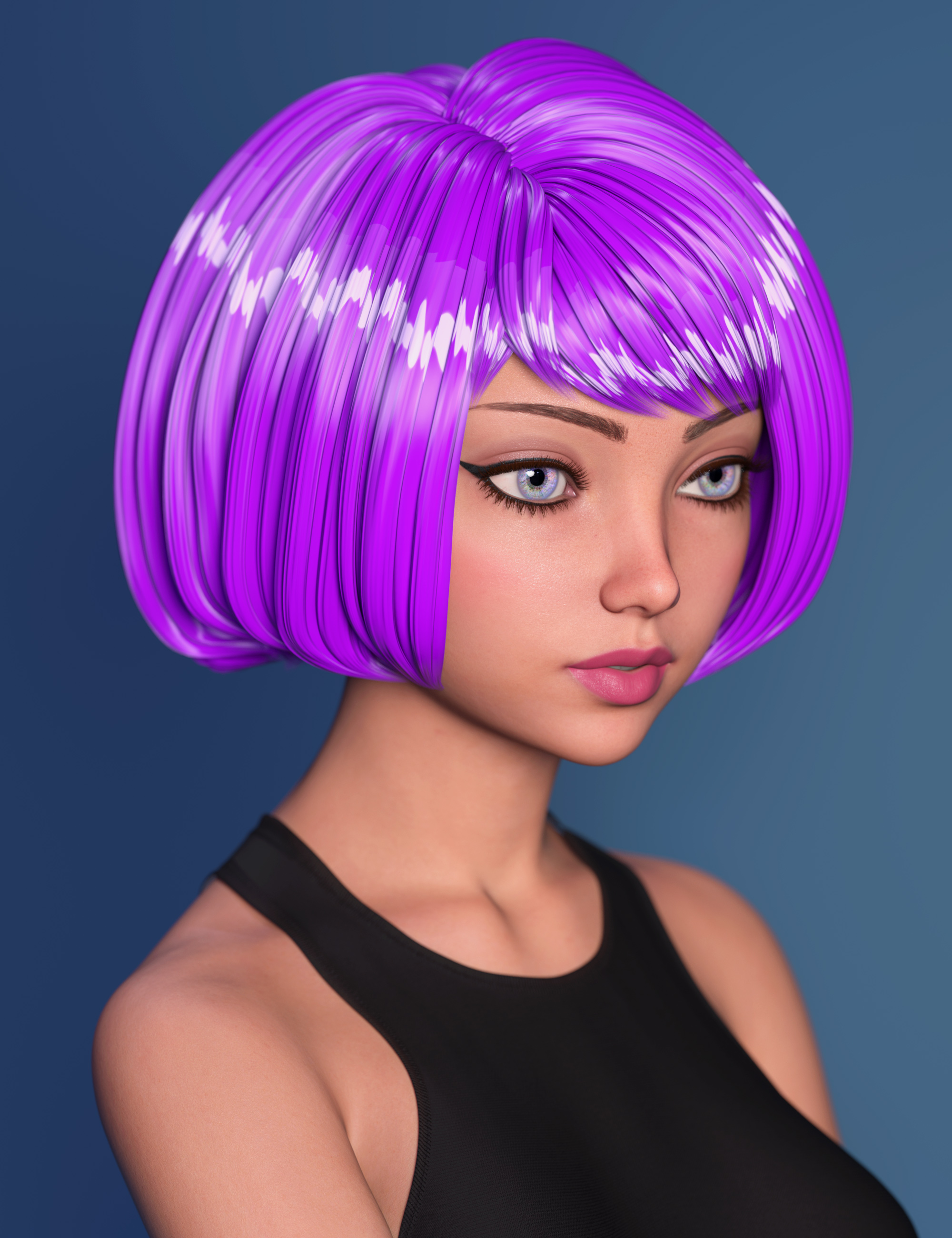 Toon Style Side Parted Bob Hair for Genesis 9 | Daz 3D