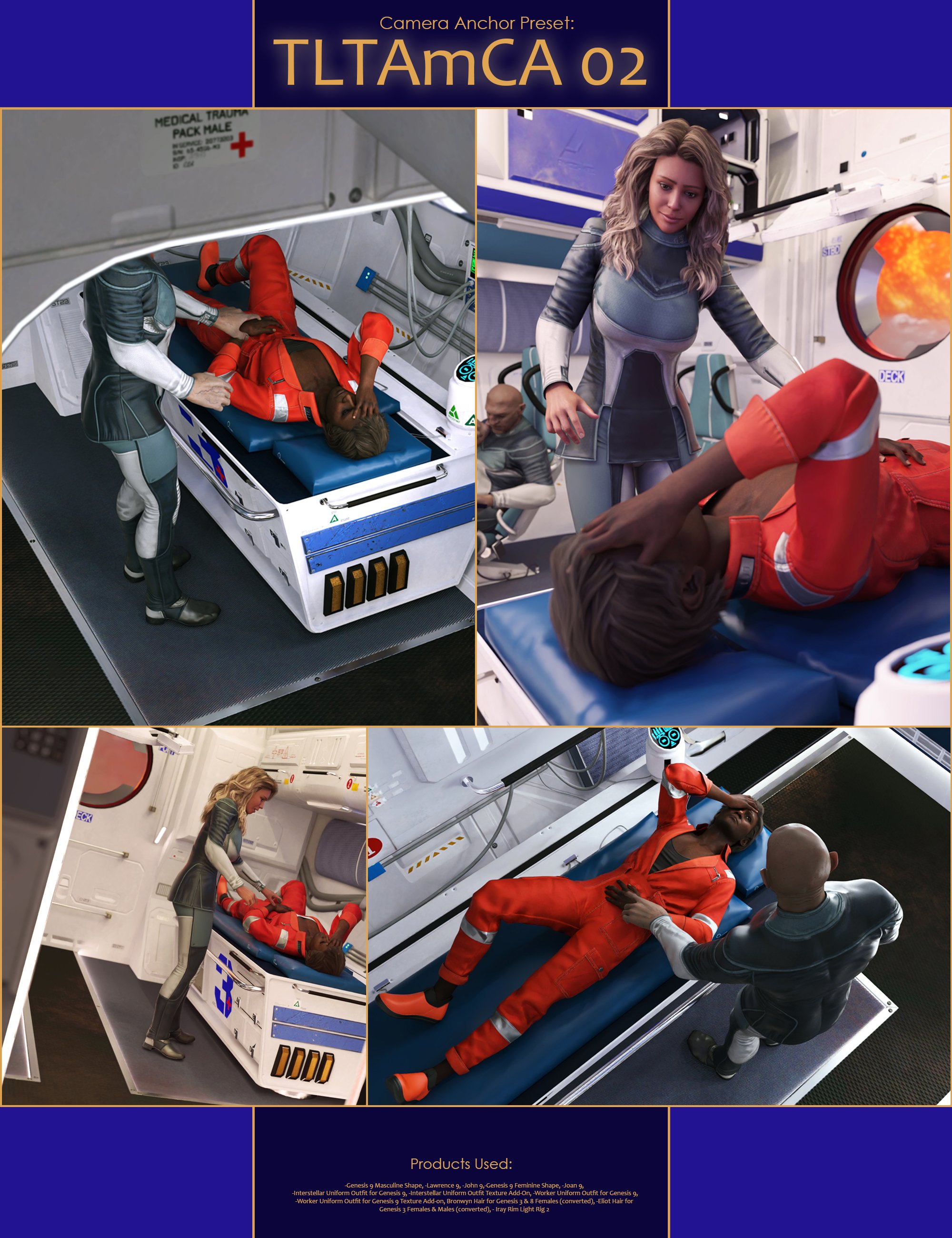 NEOFF Artemis-13 TLT Medical Transport, Poses and Camera Anchor | Daz 3D