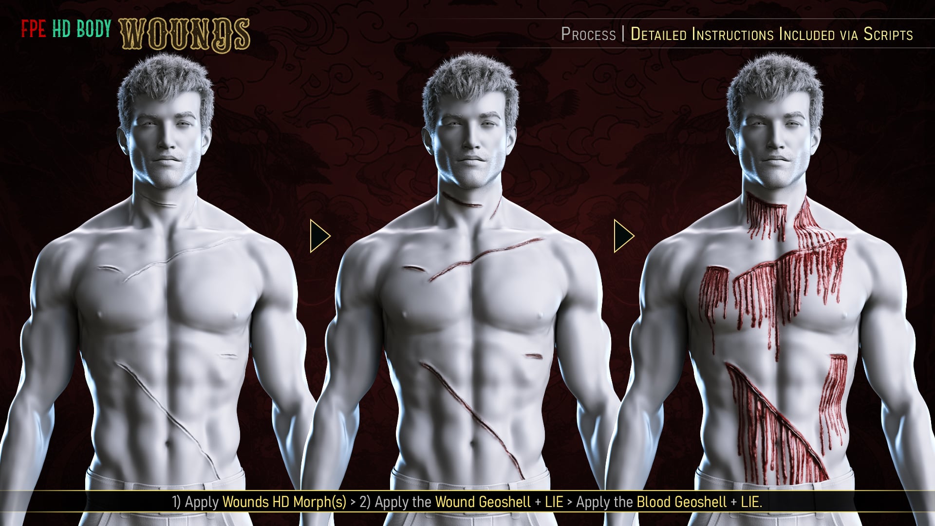 FPE HD Body Wounds for Genesis 9 | Daz 3D